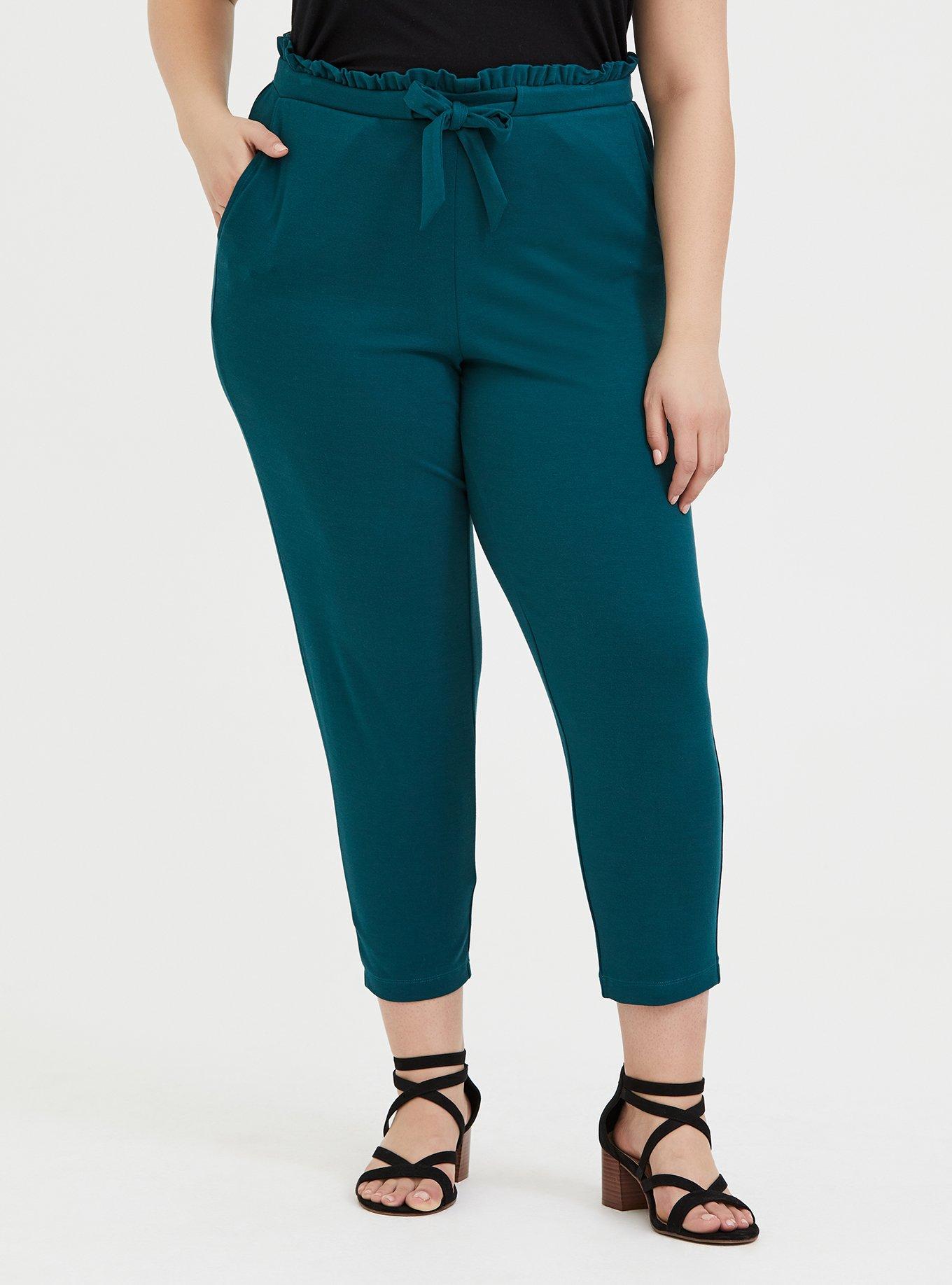 Plus Size - Slim Taper Studio Luxe Ponte High-Rise Tie-Front Pant - Torrid
