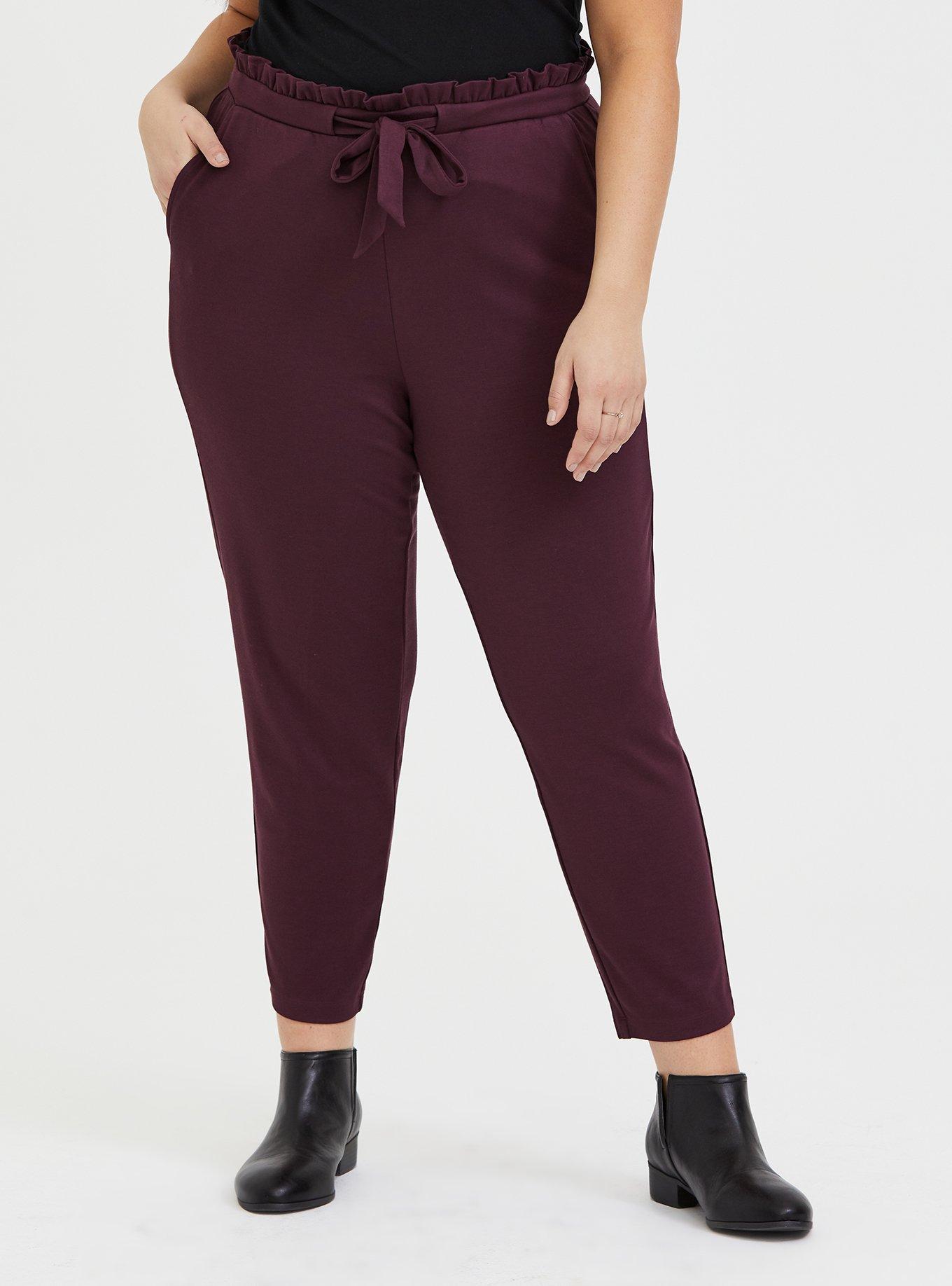 Plus Size - Slim Taper Studio Luxe Ponte High-Rise Tie-Front Pant - Torrid