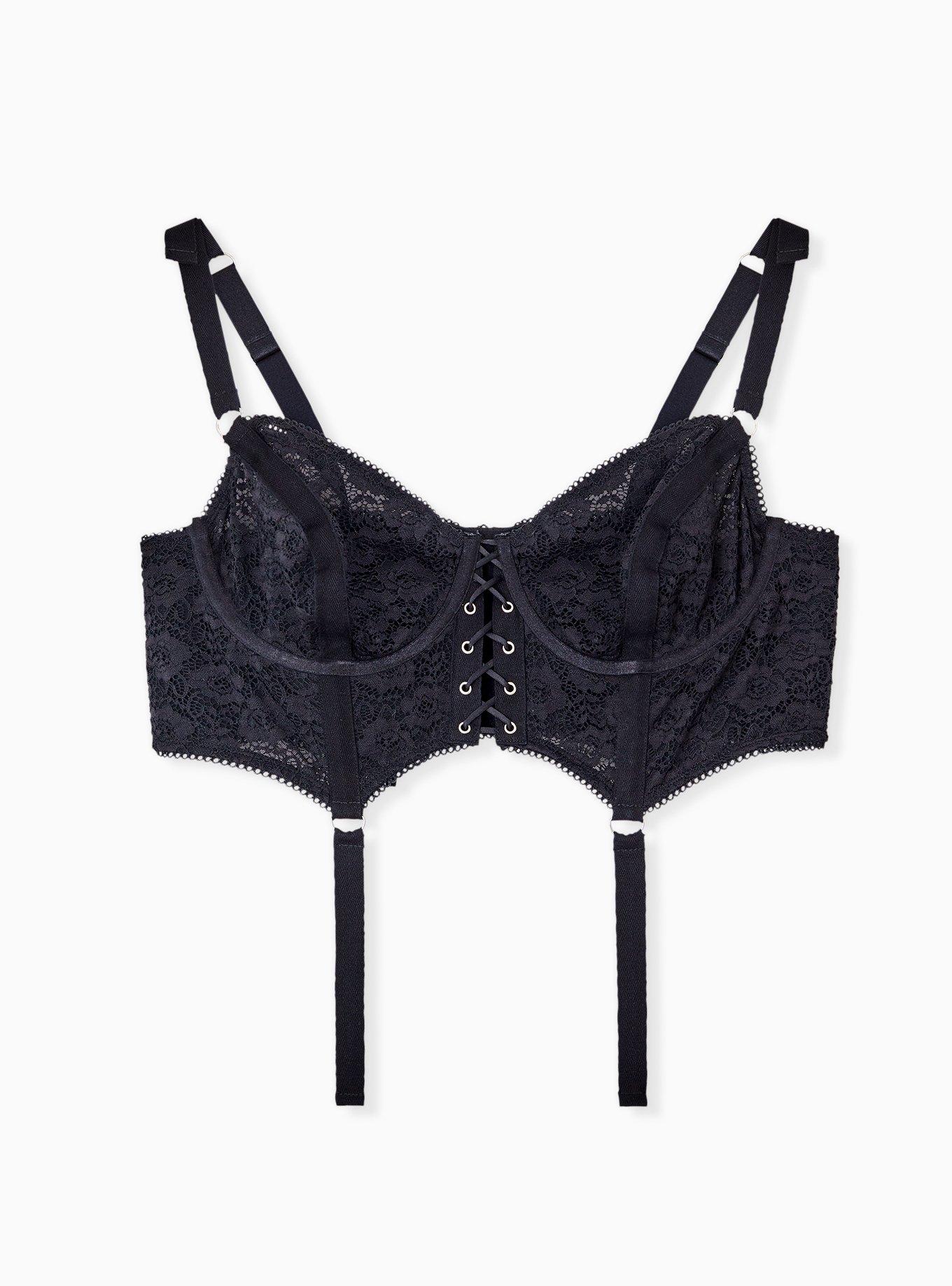 Plus Size - Black Lace Longline Underwire Bralette - Torrid