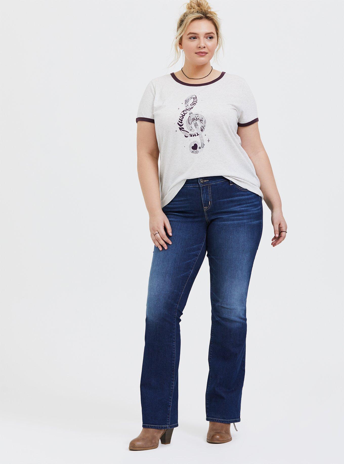 Plus Size - Music Soul Oatmeal Slub Ringer Tee - Torrid