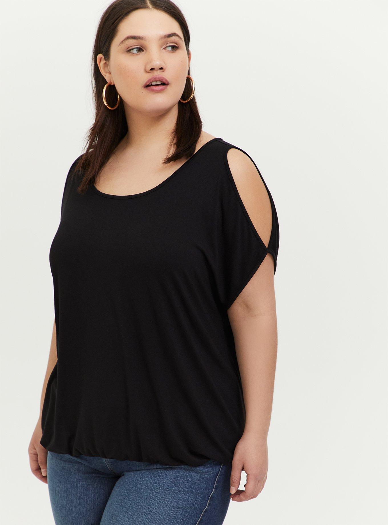Plus Size - Super Soft Cold Shoulder Banded Bottom Tee - Torrid
