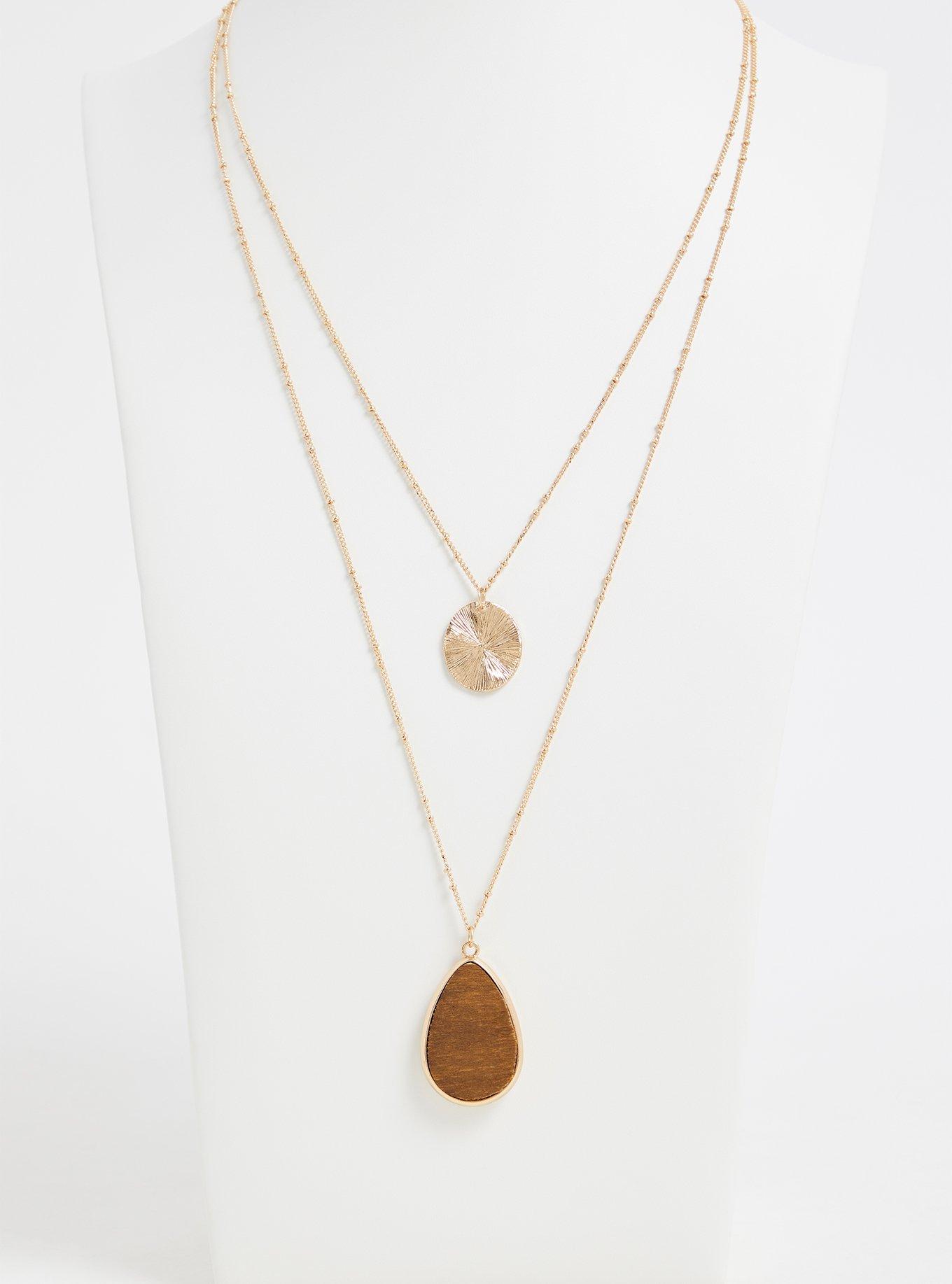 Plus Size - Olive Green Tortoiseshell Reversible Layered Necklace - Torrid