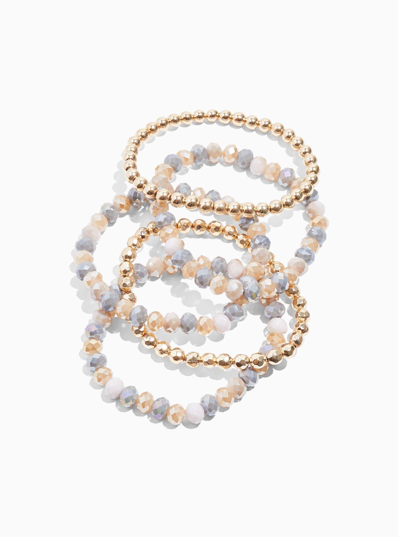 Plus Size - Multi Beaded Stretch Bracelet Set - Set of 5 - Torrid