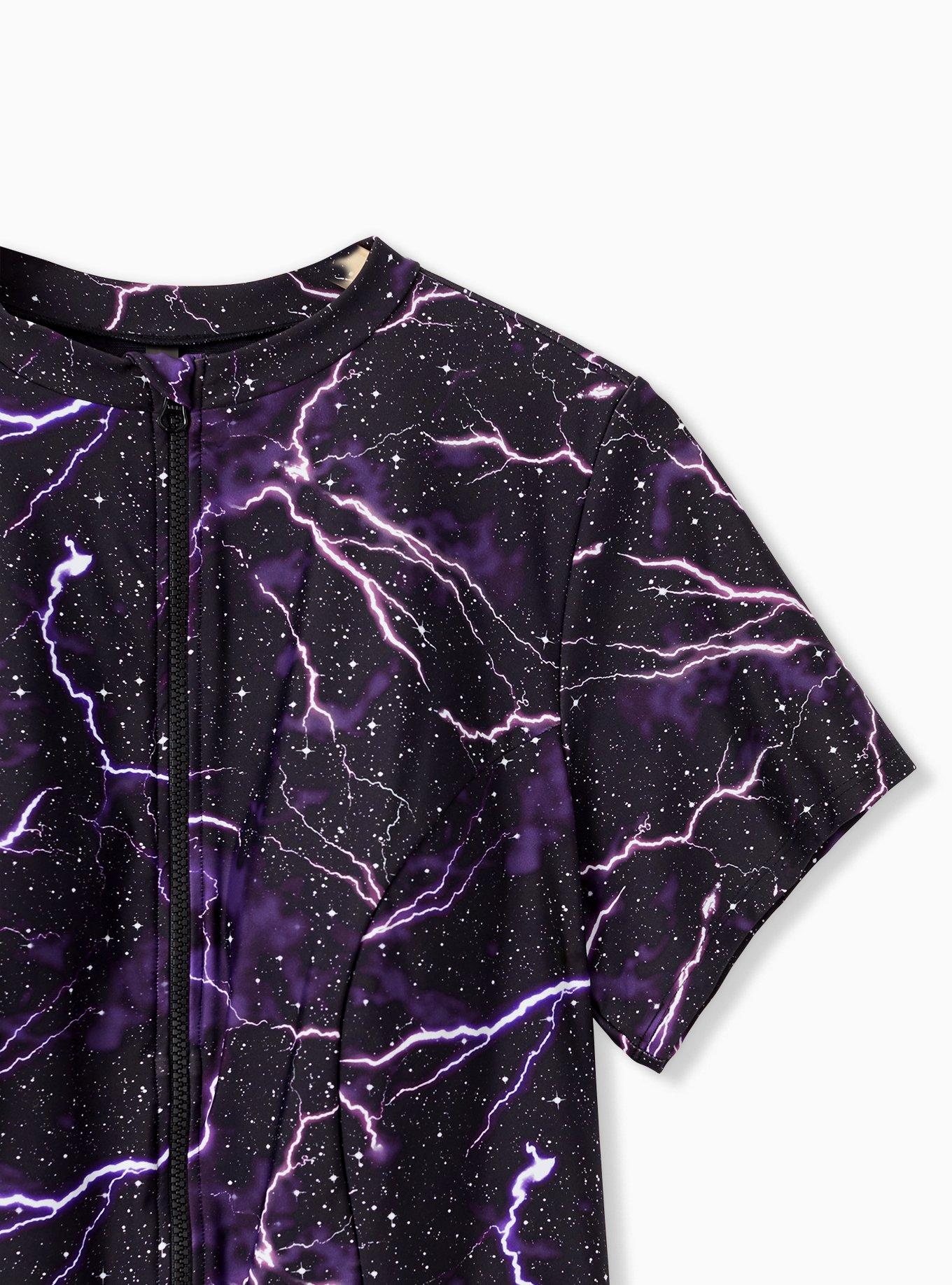 Plus Size - Black Lightning Streaks Rash Guard Swimsuit - Torrid