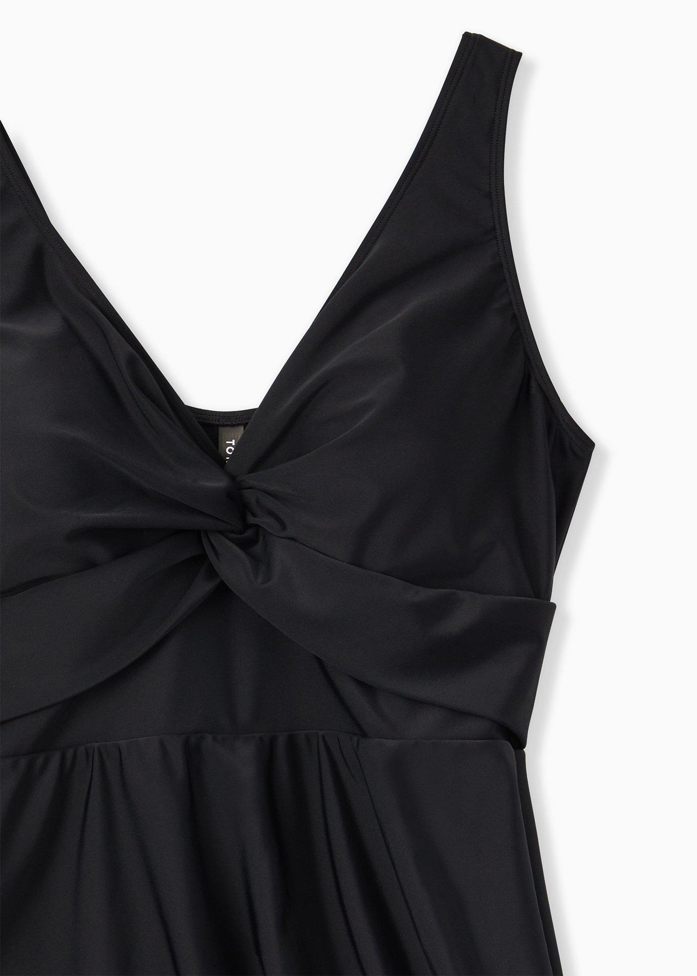 Plus Size - Wireless Short Asymmetrical Twist Front Swim Dress With ...