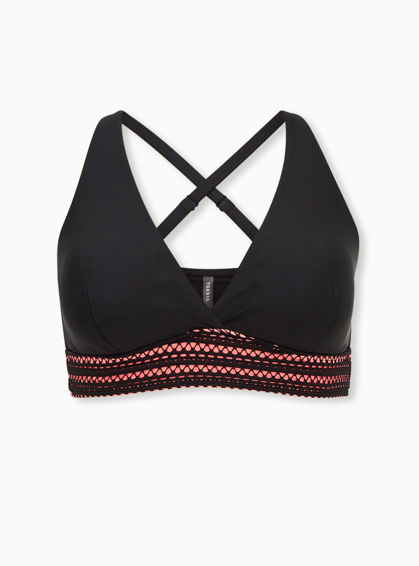 Plus Size - Black & Peach Pink Wireless Triangle Bikini Top - Torrid