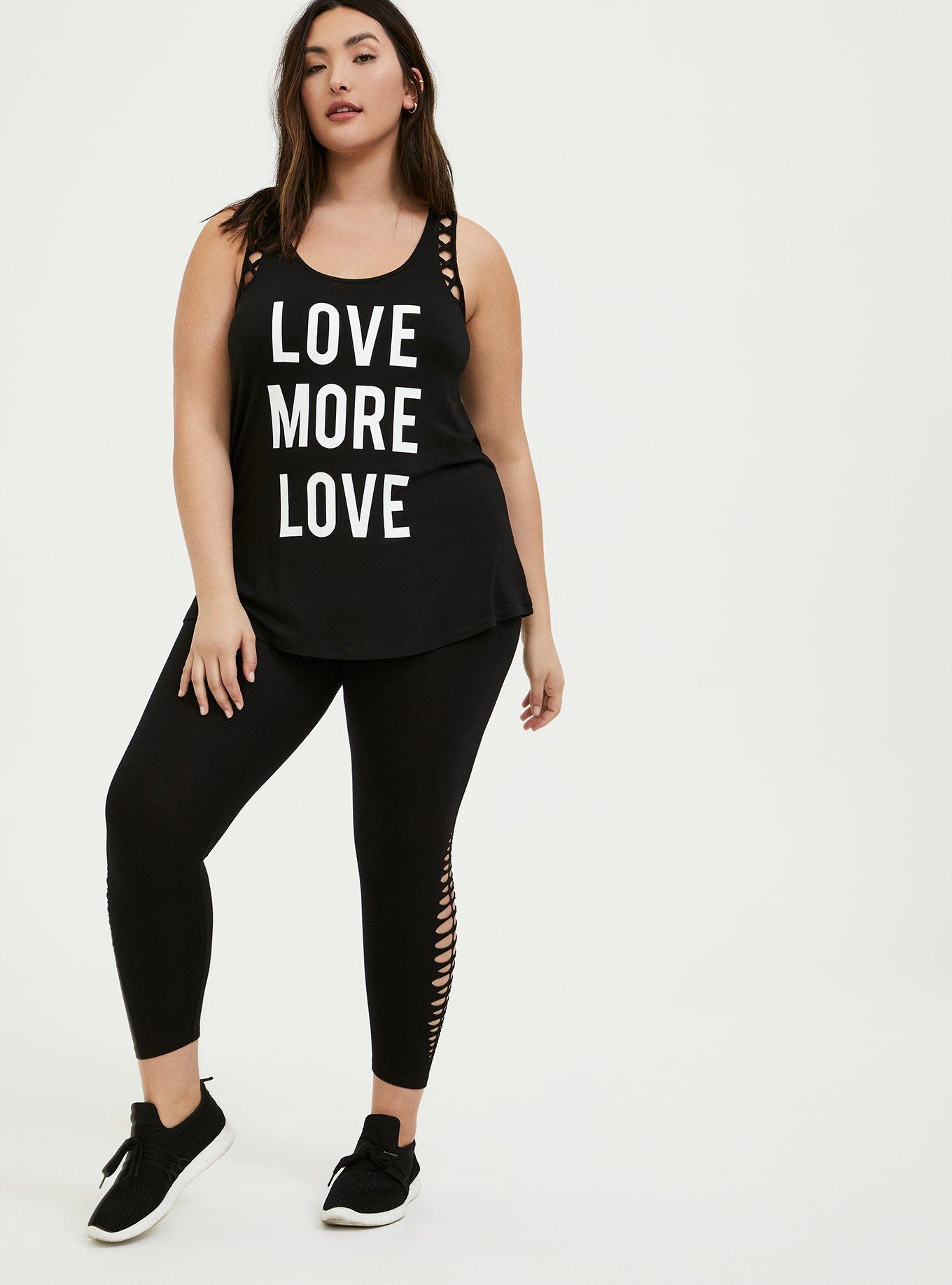 Plus Size - Love More Love Super Soft Black Cutout Tank - Torrid