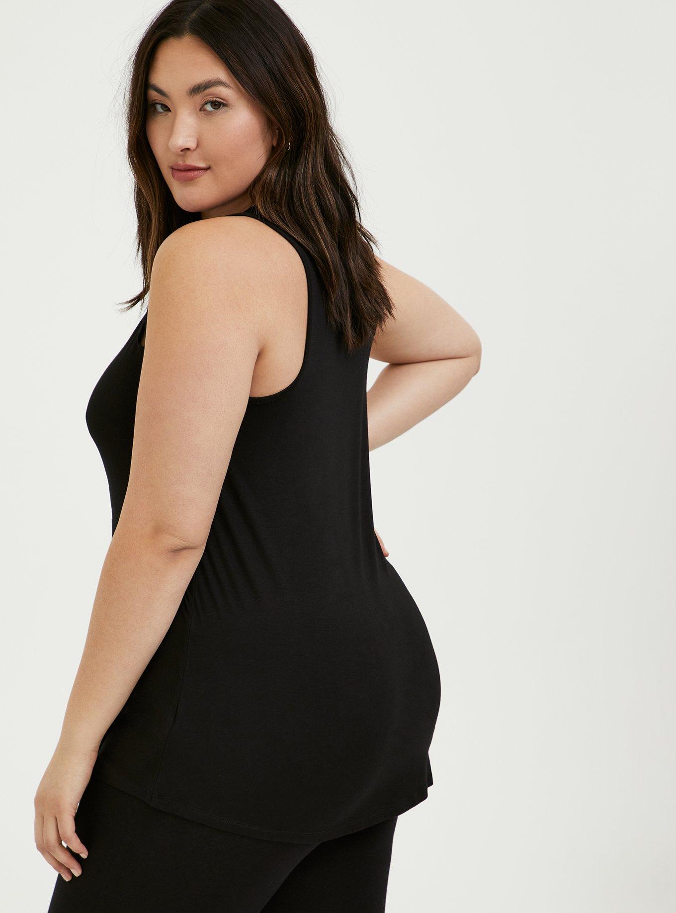 Plus Size - Love More Love Super Soft Black Cutout Tank - Torrid