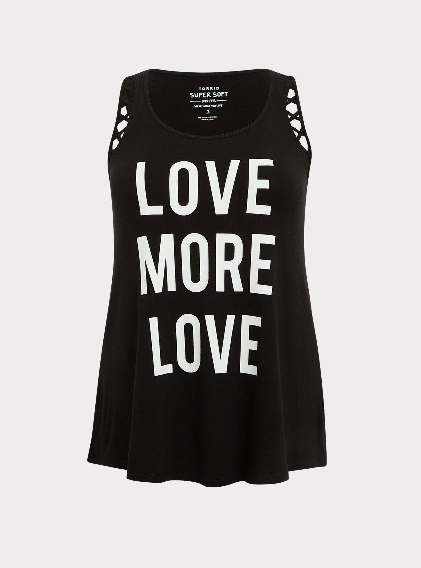 Plus Size - Love More Love Super Soft Black Cutout Tank - Torrid
