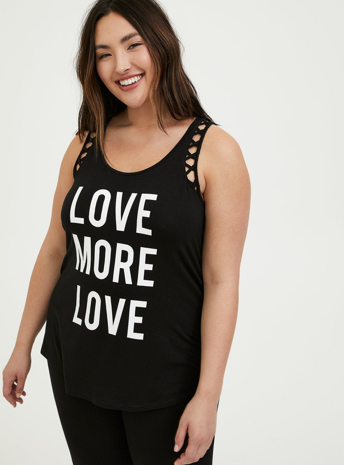 Plus Size - Love More Love Super Soft Black Cutout Tank - Torrid