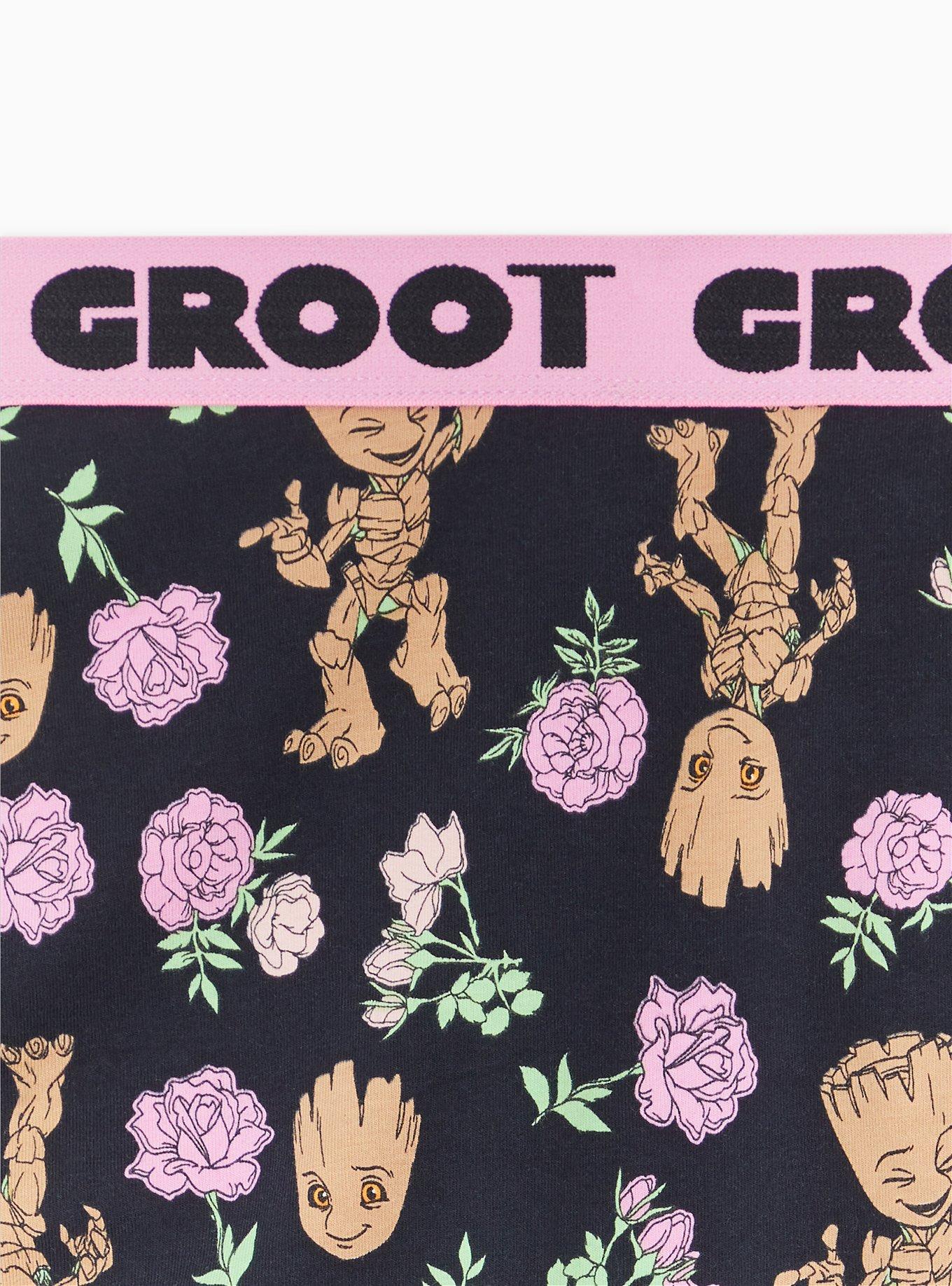 Plus Size - Guardians Of The Galaxy Groot Floral Black & Pink Cotton ...