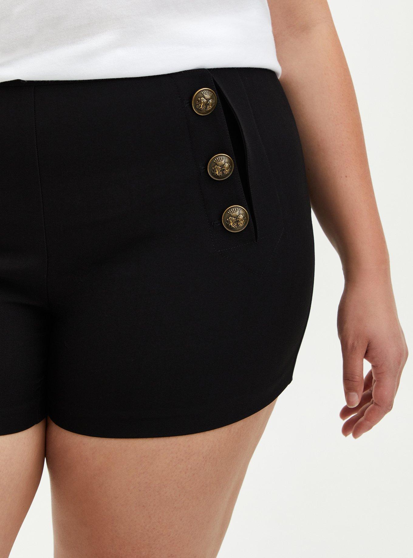 Plus Size - Black Button High Rise Short - Torrid