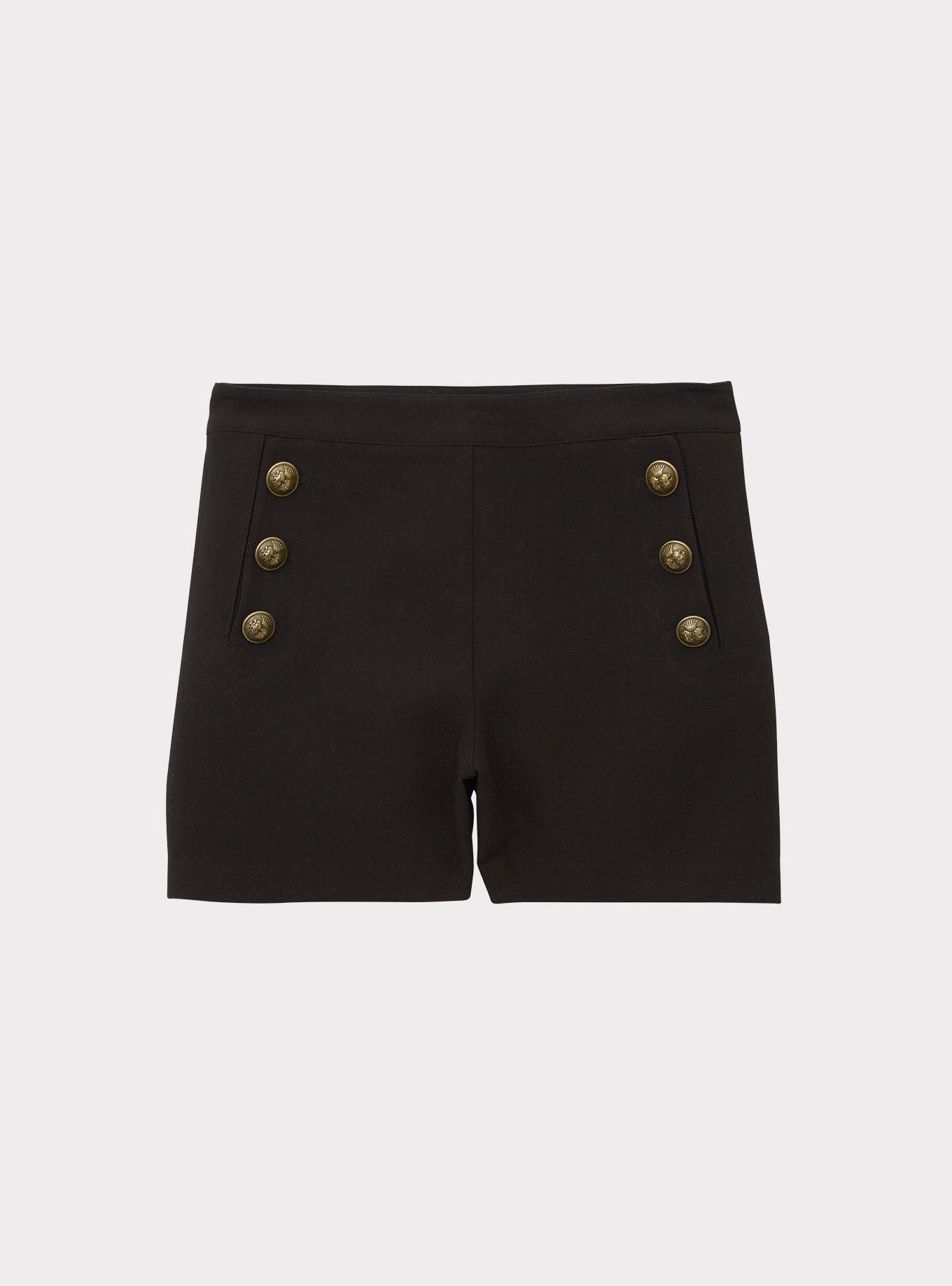 Plus Size - Black Button High Rise Short - Torrid