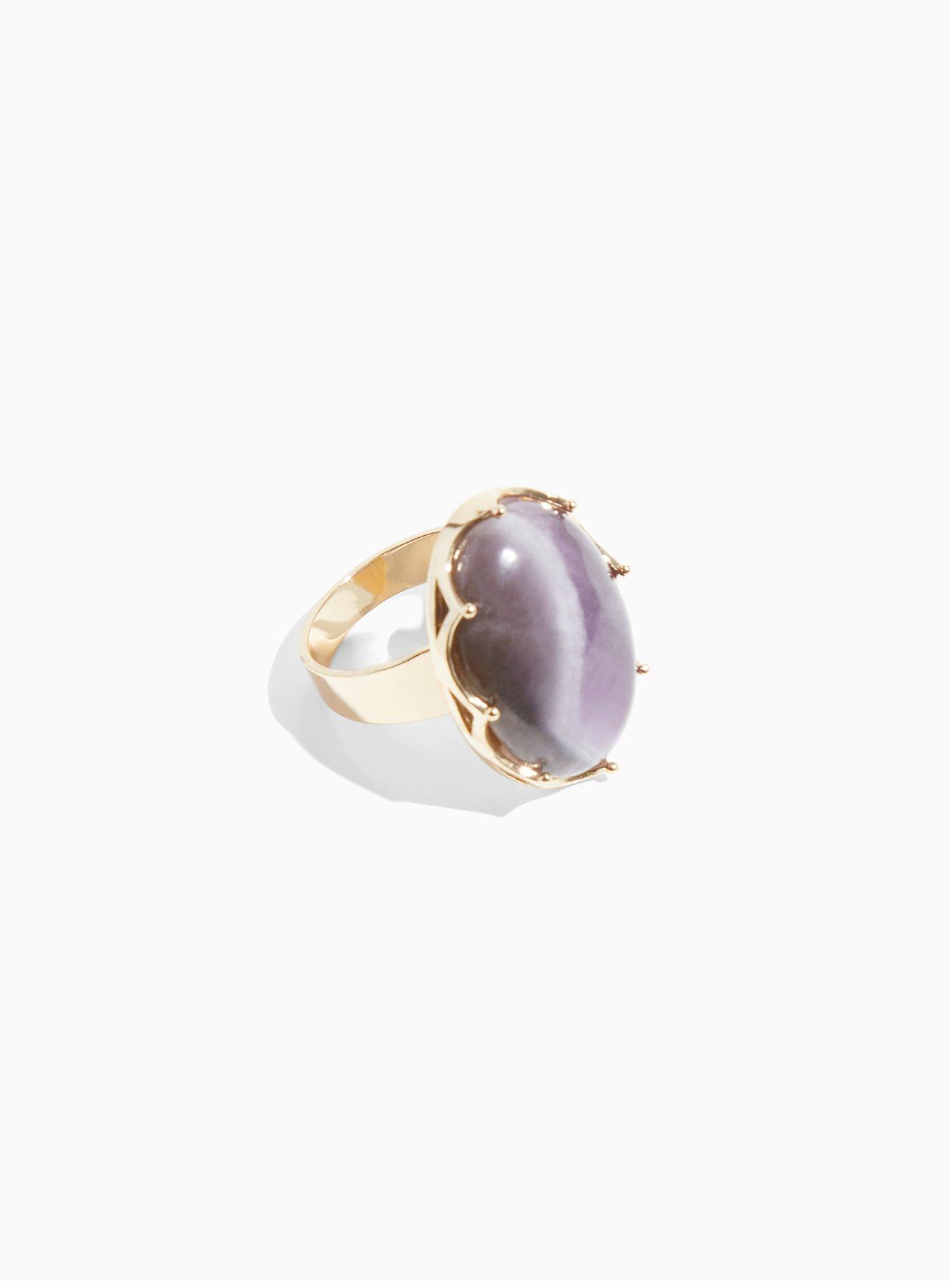 Plus Size - Gold-Tone & Purple Faux Stone Statement Ring - Torrid