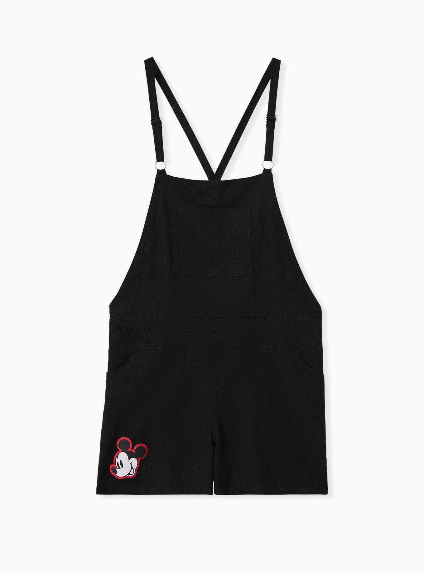 Plus Size - Disney Mickey Mouse Black Linen Shortall - Torrid