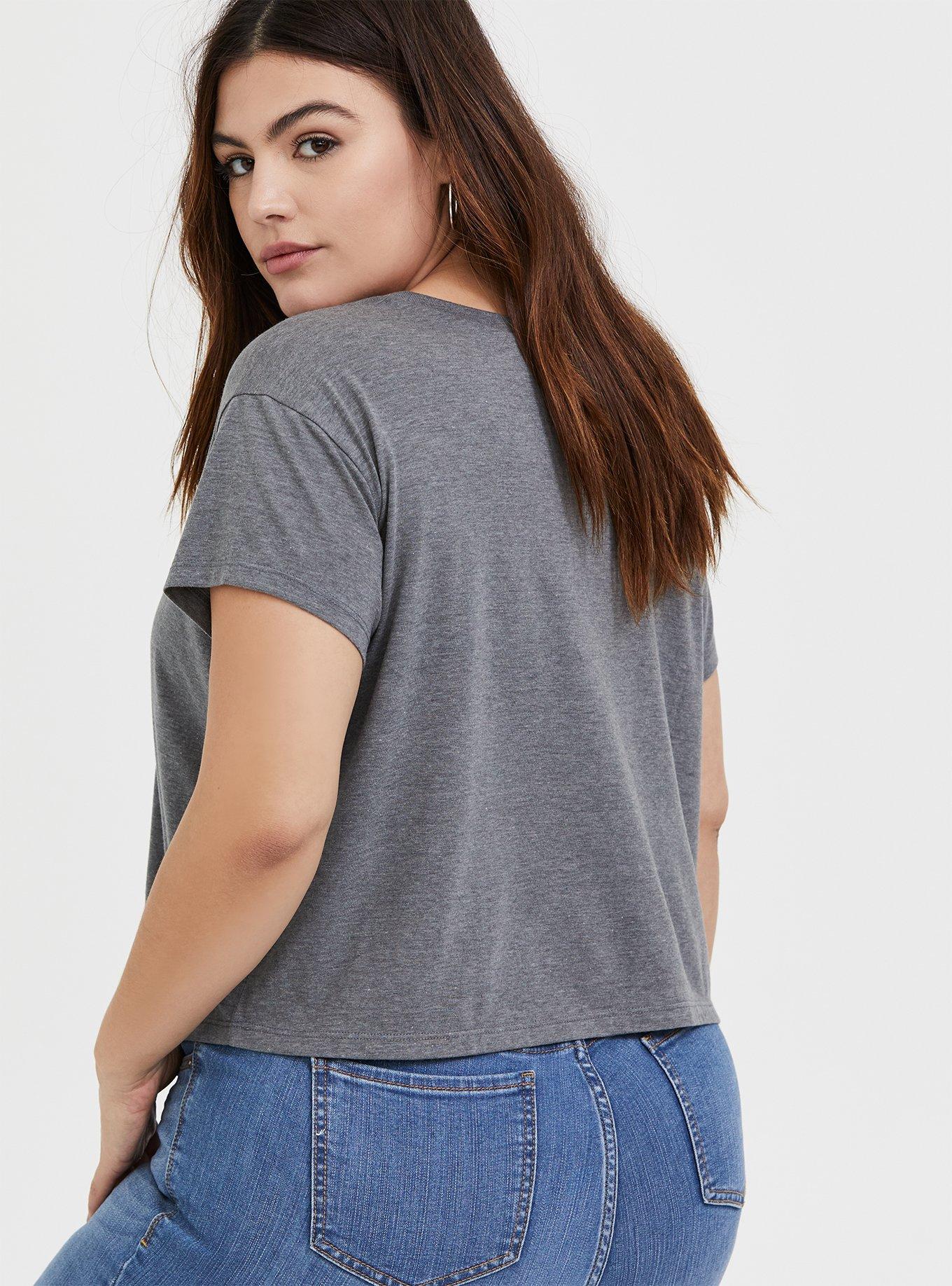 Plus Size - Nerdy By Nature Grey Relaxed Fit Crop Tee - Torrid