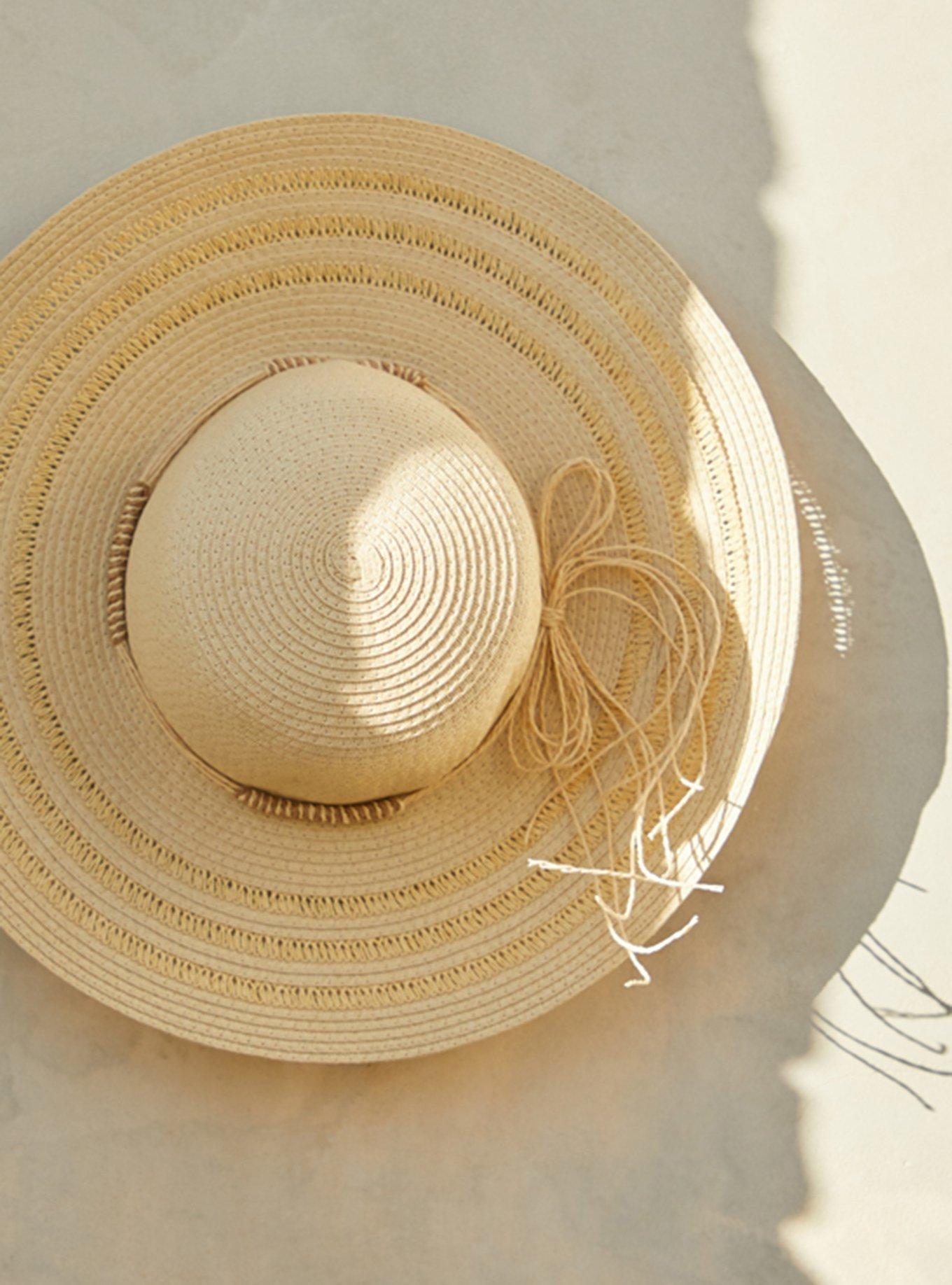 Plus Size - Ivory Straw Floppy Hat - Torrid