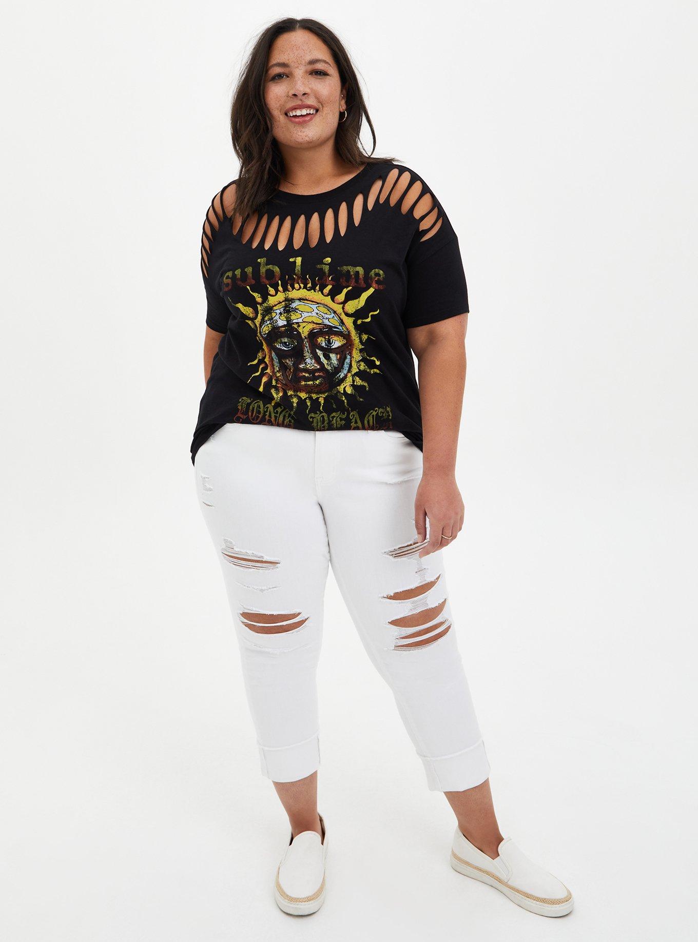 Plus Size - Sublime Long Beach Sun Black Slashed Tee - Torrid