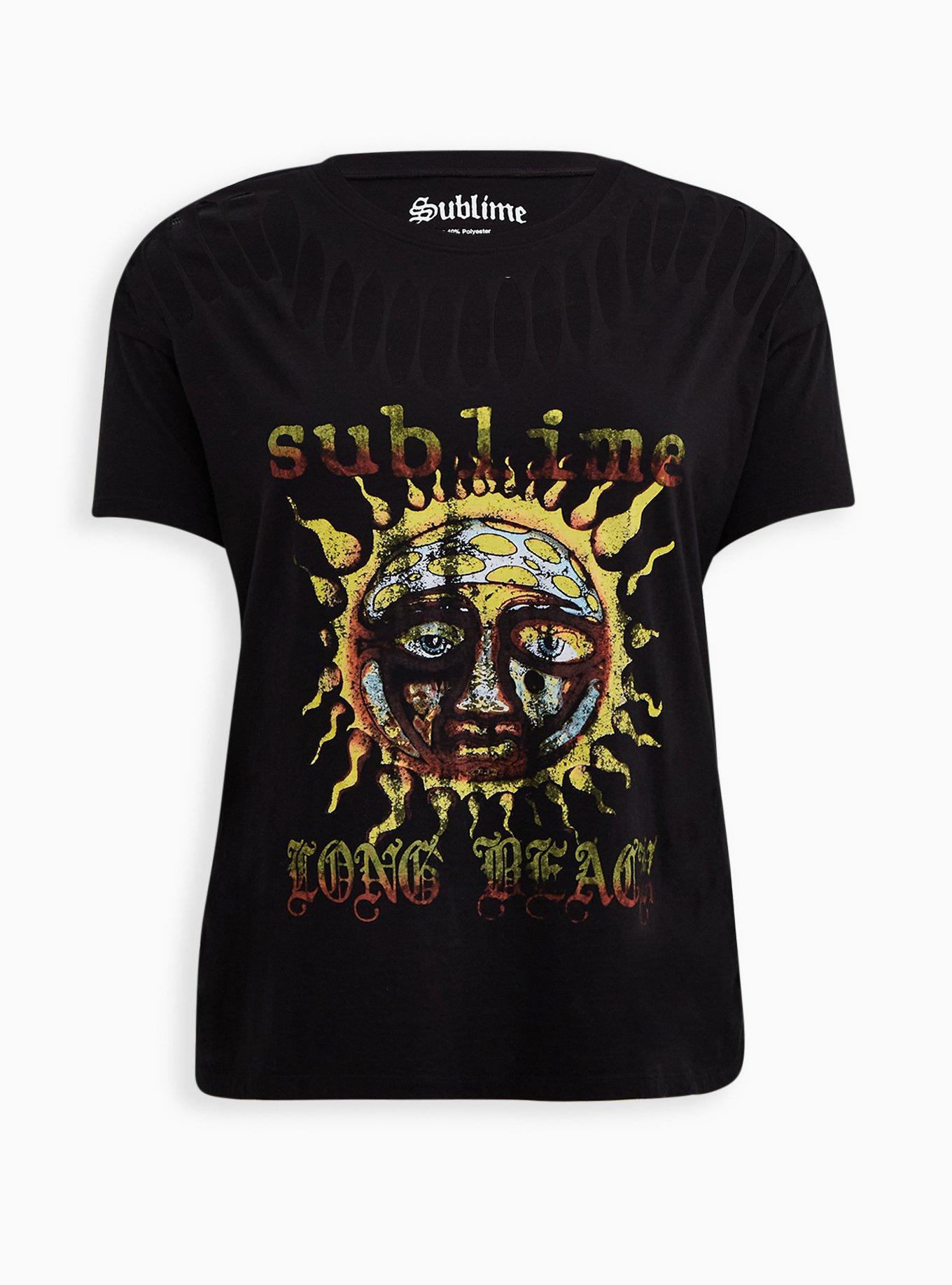 Plus Size - Sublime Long Beach Sun Black Slashed Tee - Torrid