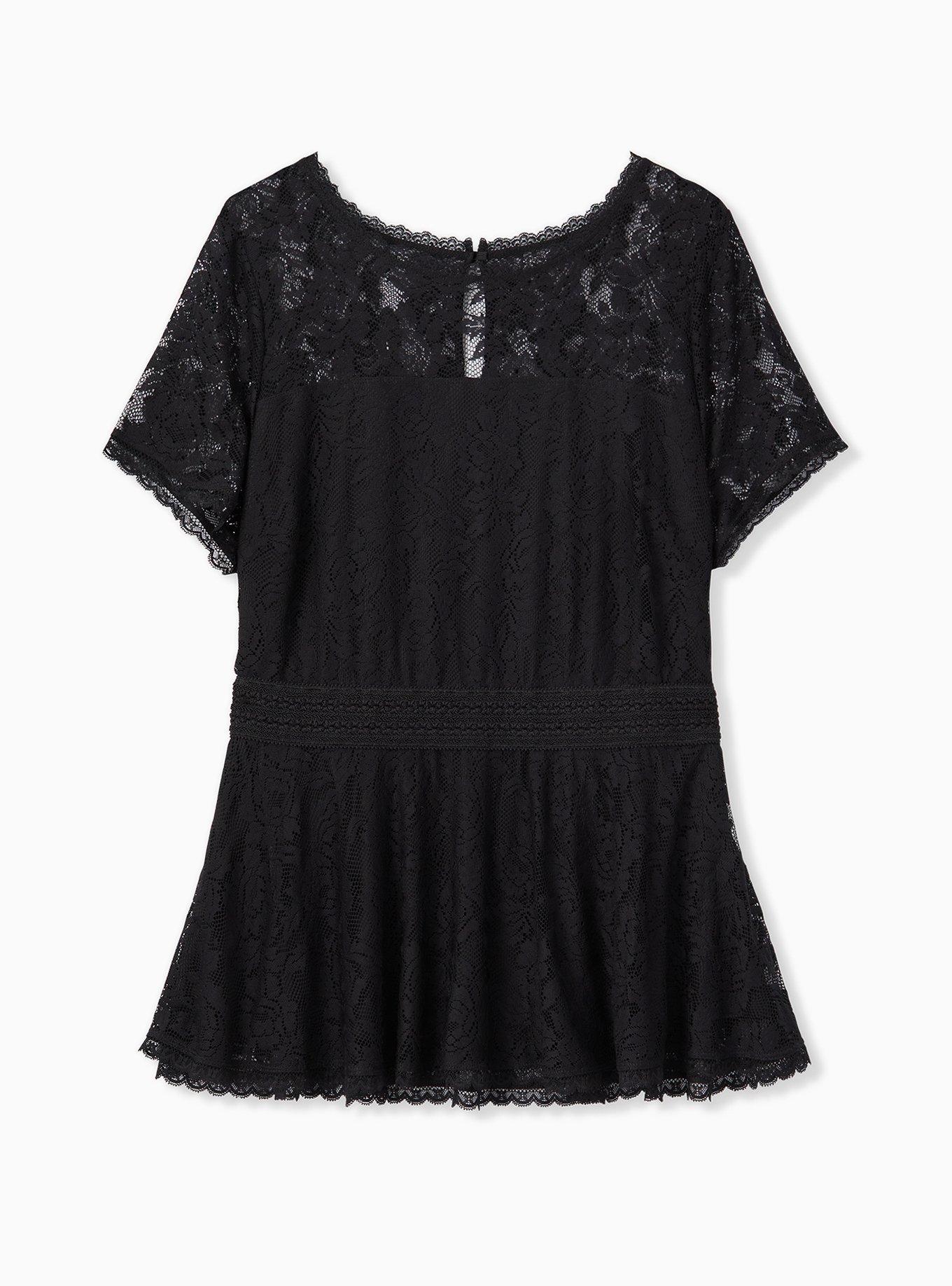 Plus Size - Black Lace Peplum Top - Torrid