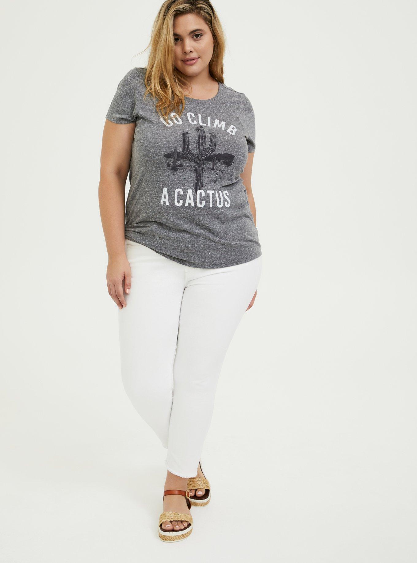 Plus Size - Climb A Cactus Heather Grey Triblend Crew Tee - Torrid