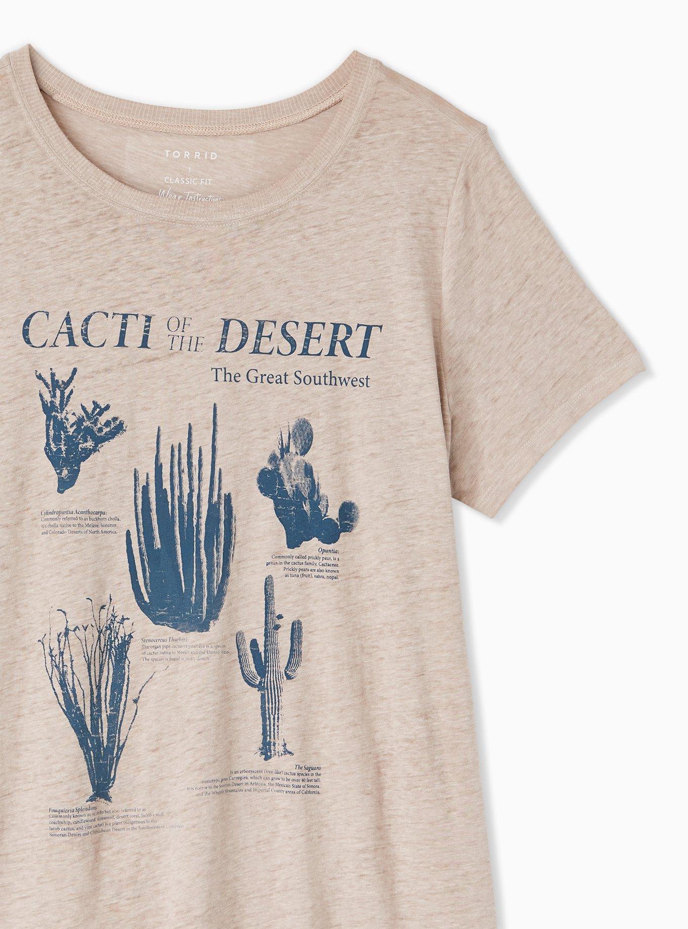 Plus Size - Cacti Of The Desert Taupe Burnout Crew Tee - Torrid