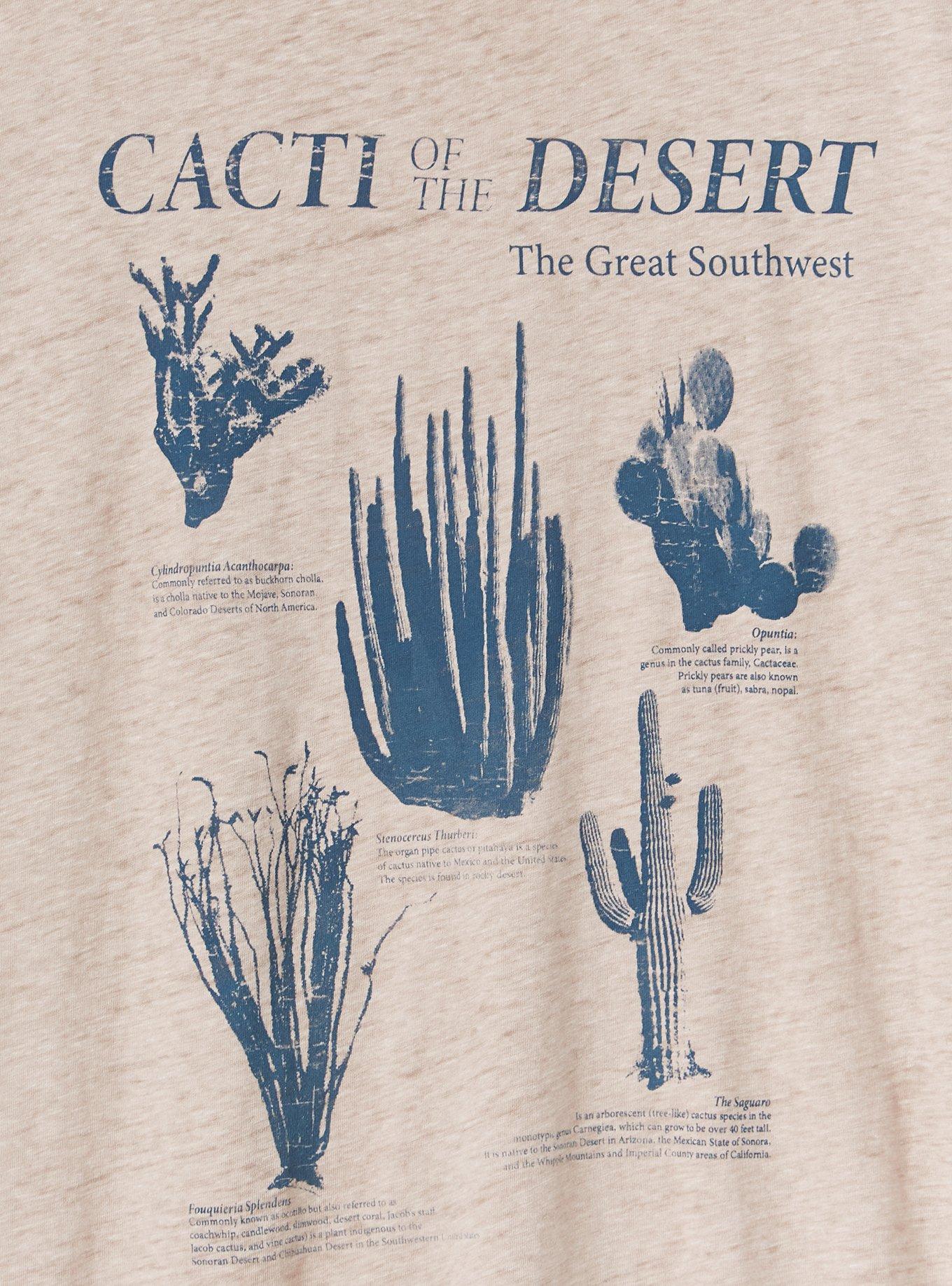 Plus Size - Cacti Of The Desert Taupe Burnout Crew Tee - Torrid