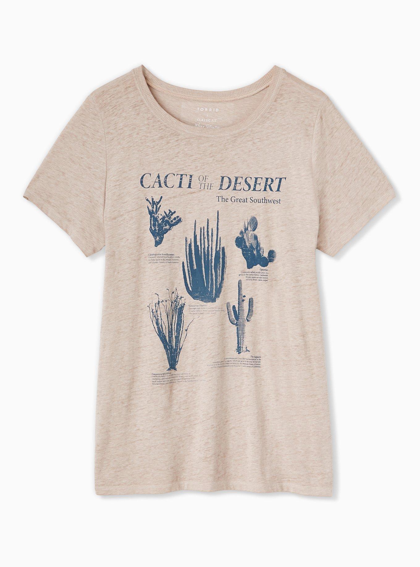 Plus Size - Cacti Of The Desert Taupe Burnout Crew Tee - Torrid