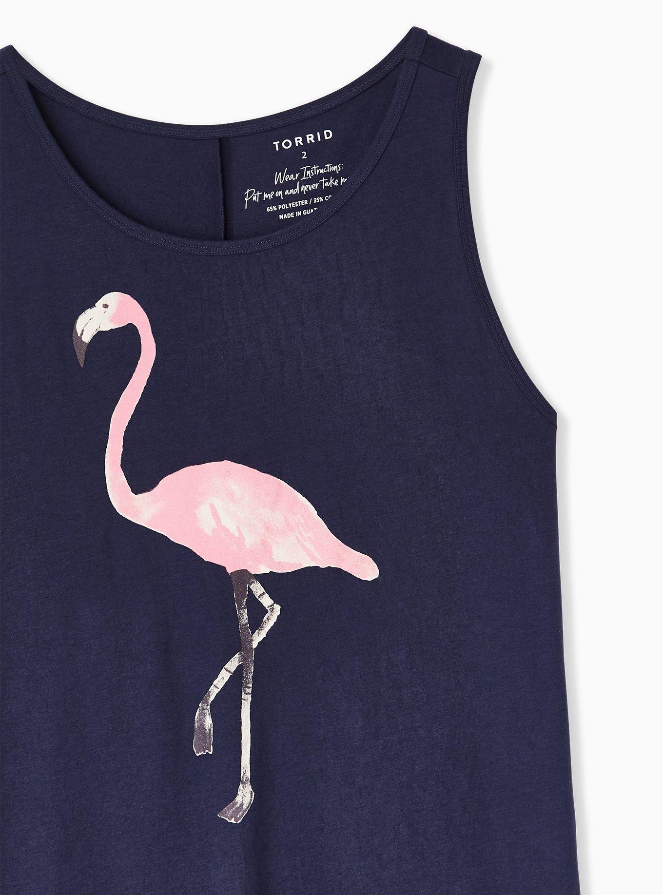 Plus Size - Navy Flamingo Crew Tank - Torrid