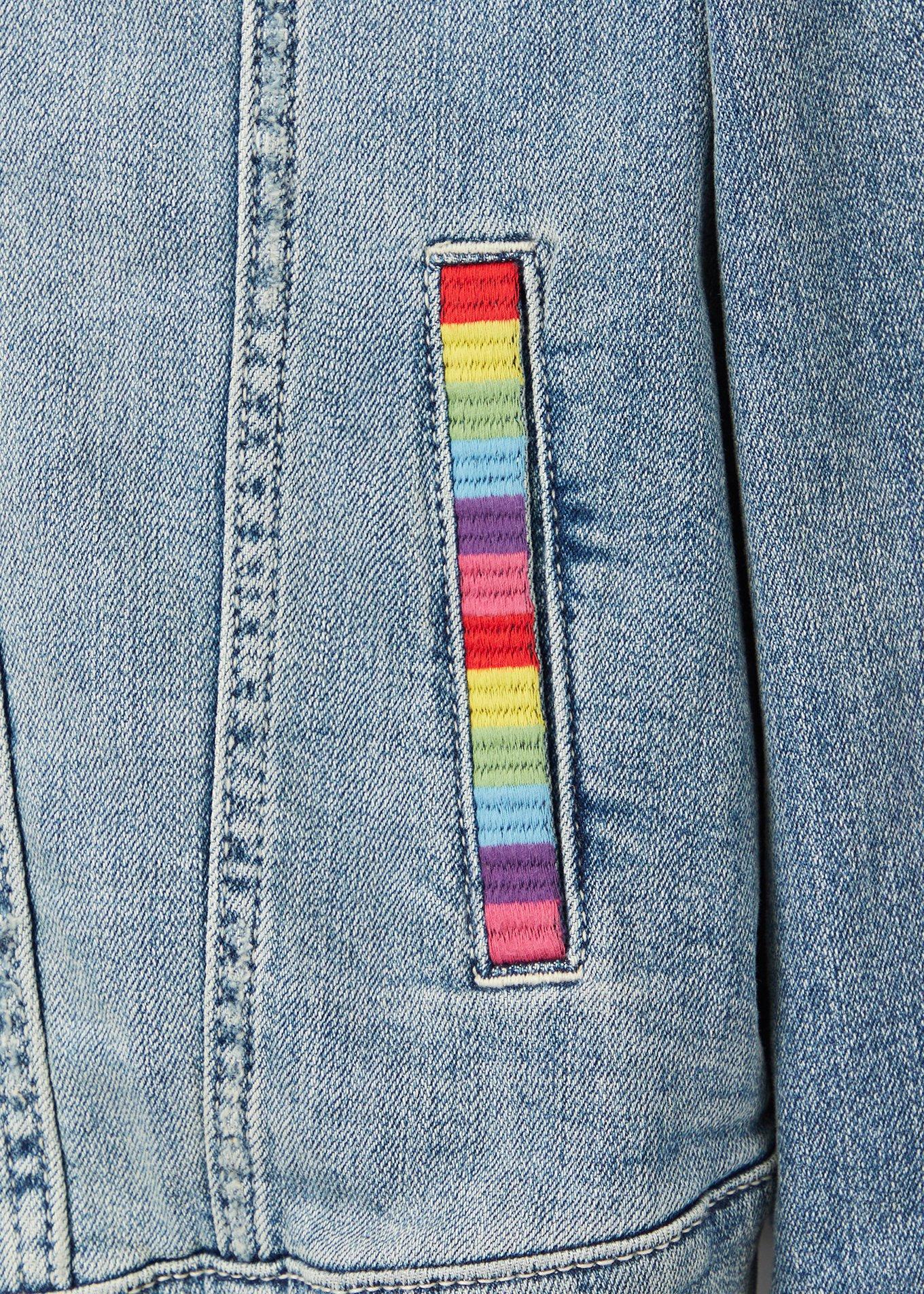 Plus Size - Disney Mickey Mouse Rainbow Denim Jacket - Medium Wash - Torrid