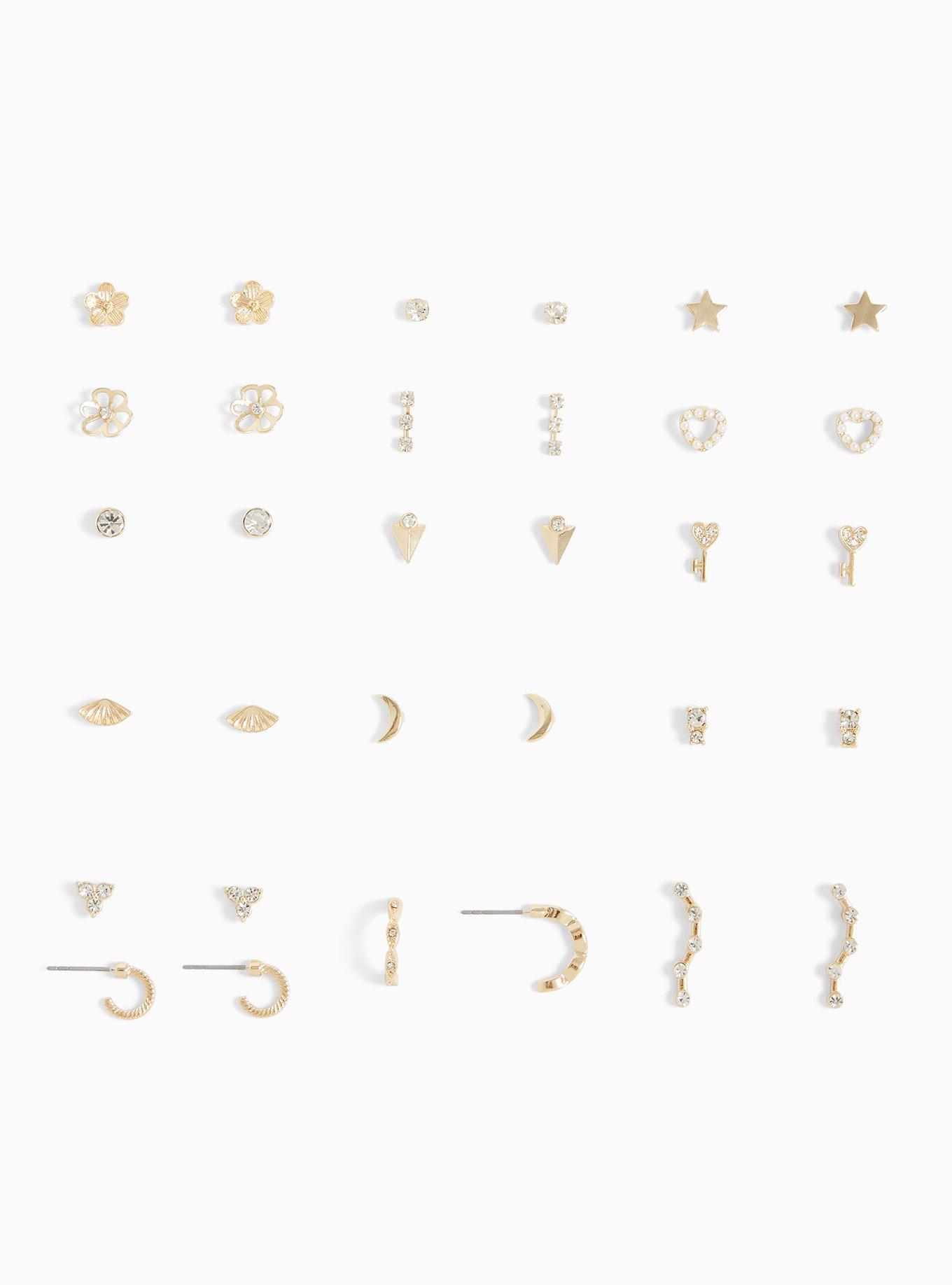 Plus Size - Gold-Tone Floral Stud Earrings Set - Set of 16 - Torrid