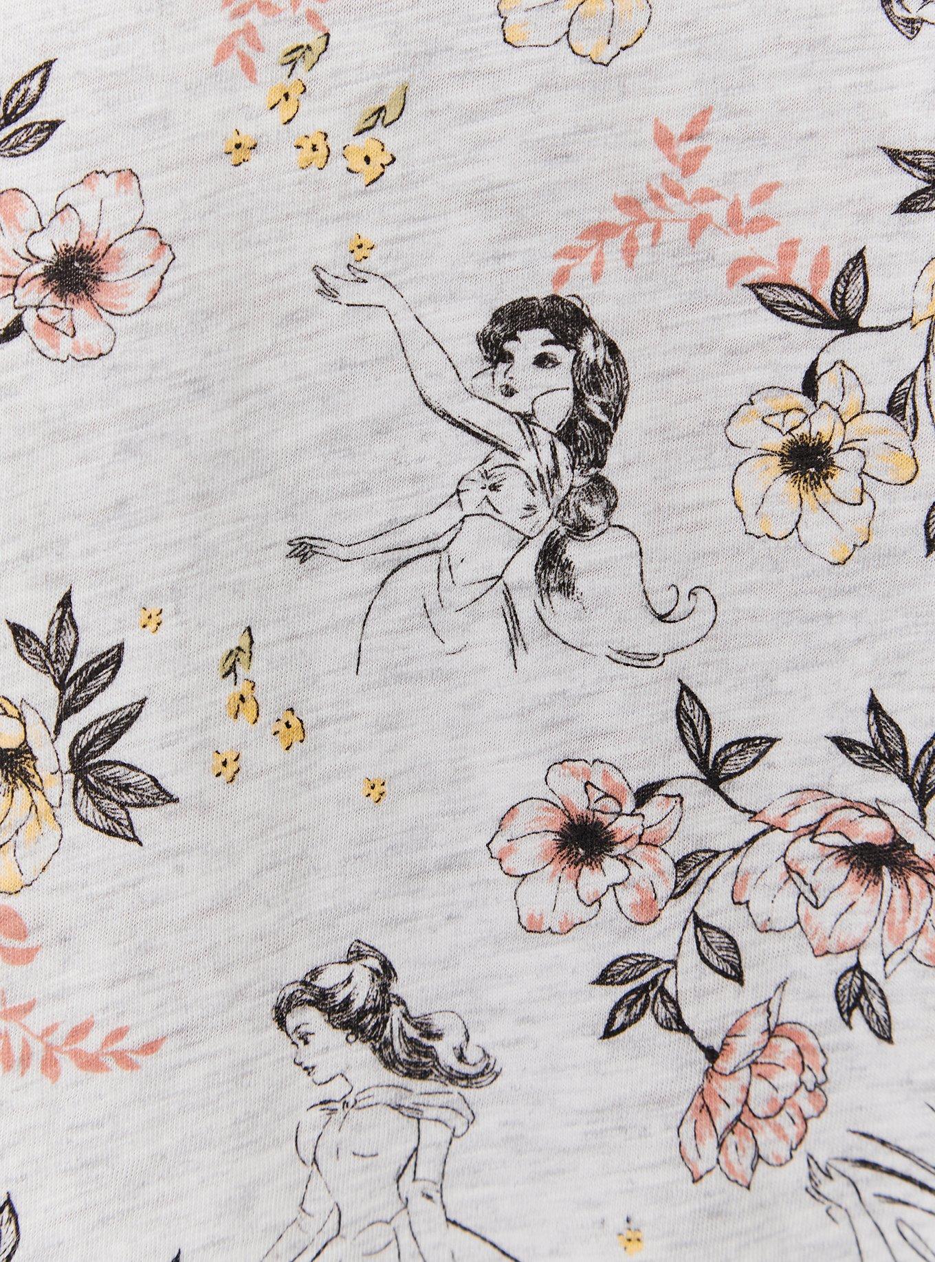 Plus Size - Disney Princess & Floral Tie Sleeve Grey Top - Torrid