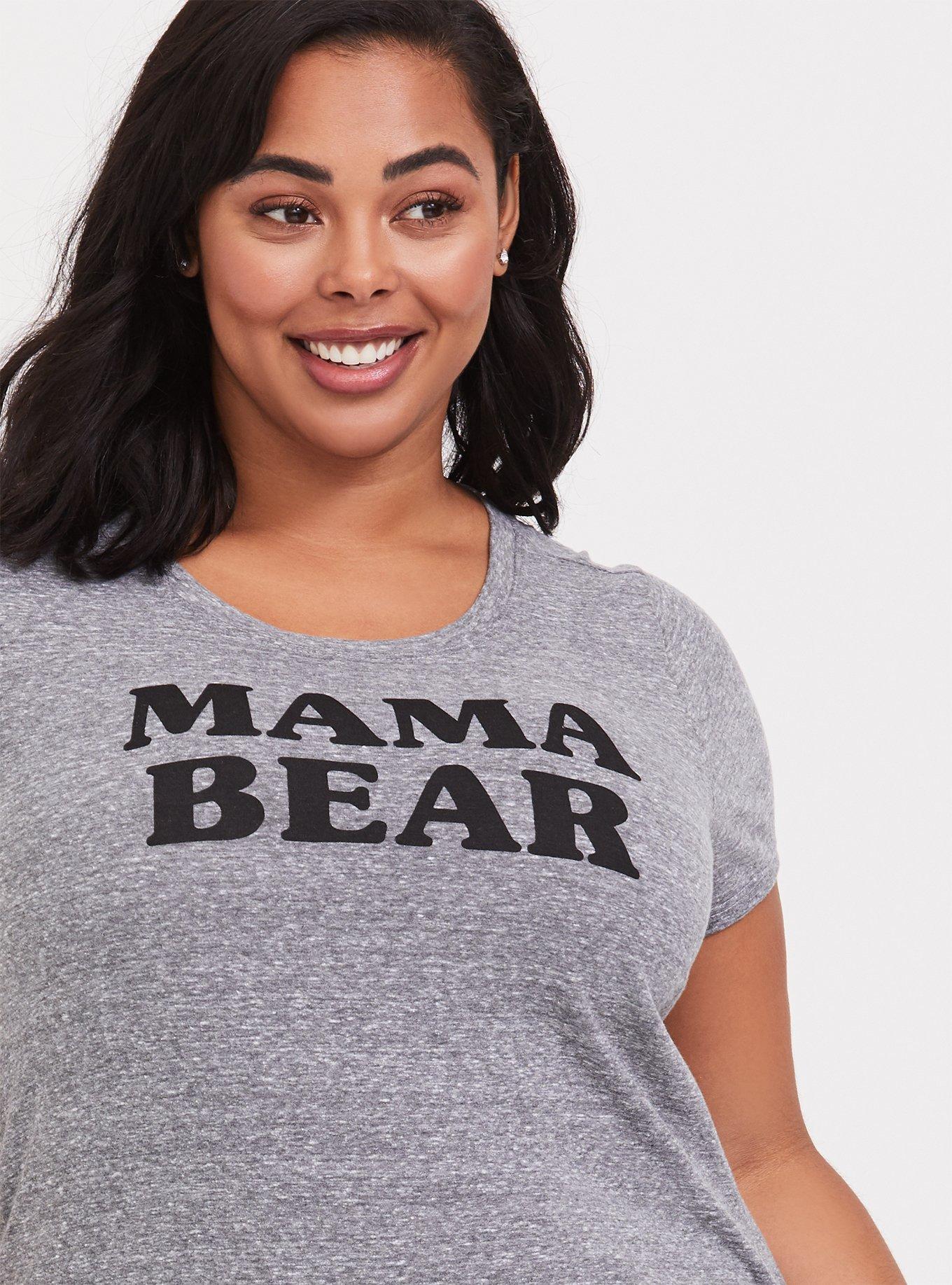 Plus Size - Mama Bear Heather Grey Slim Fit Crew Tee - Torrid