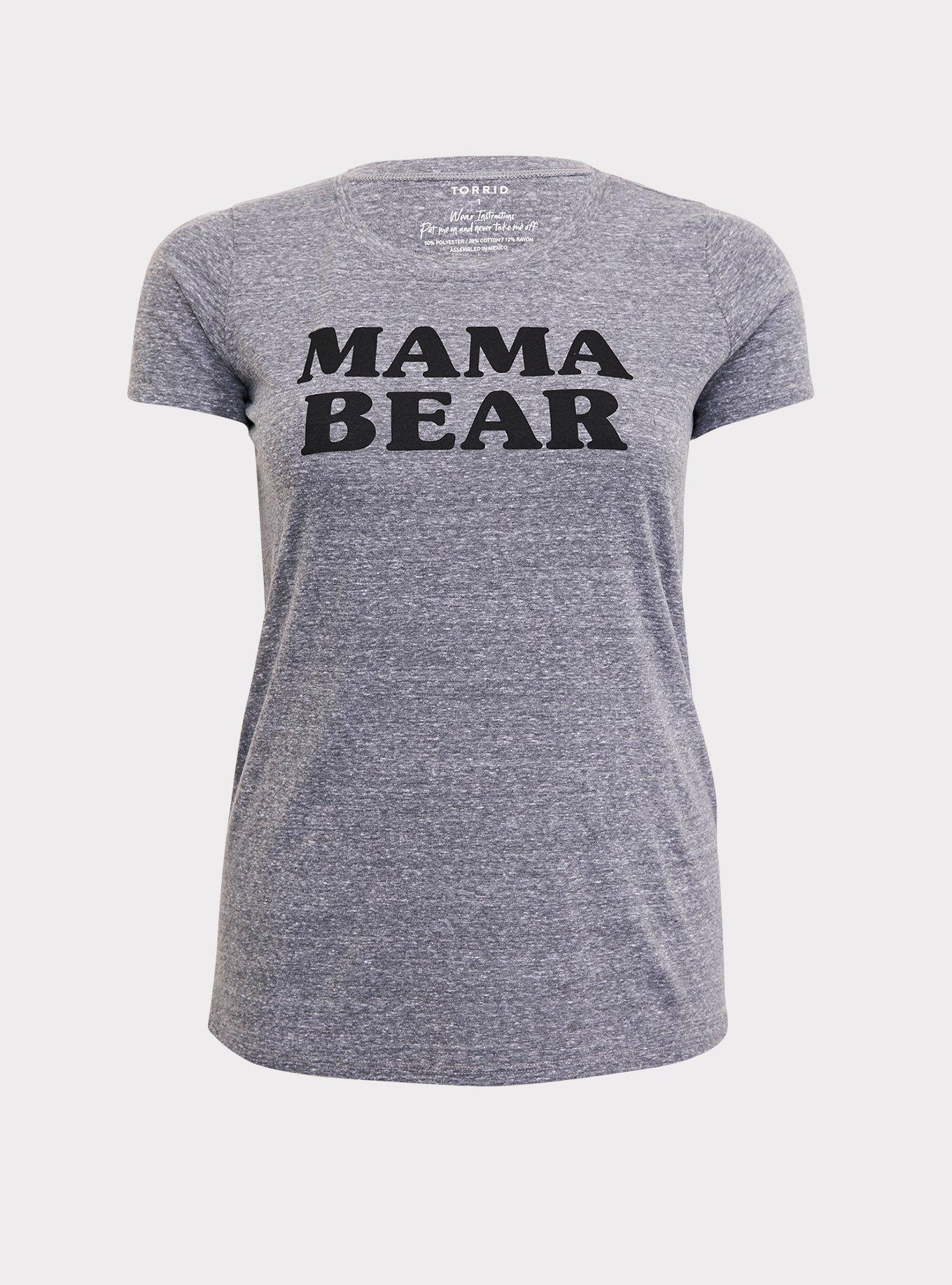 Plus Size - Mama Bear Heather Grey Slim Fit Crew Tee - Torrid