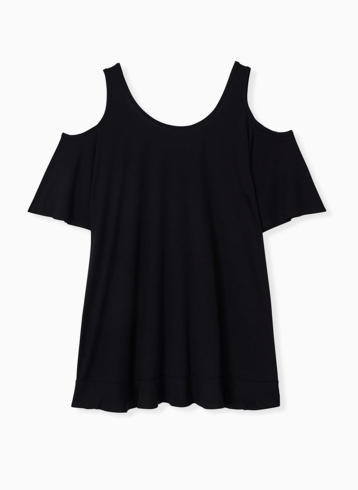 Plus Size - Super Soft Scoop Neck Cold Shoulder Top - Torrid