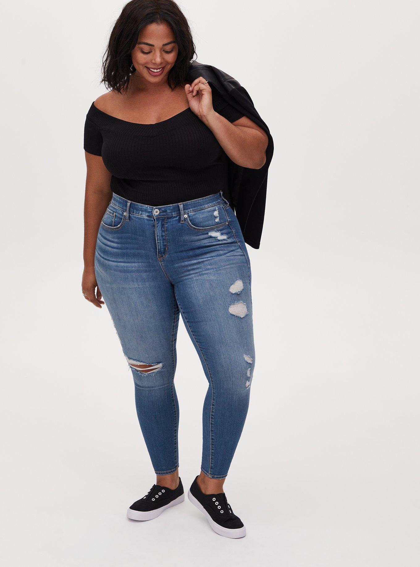 Plus Size - Ribbed Criss Cross Off-Shoulder Top - Torrid