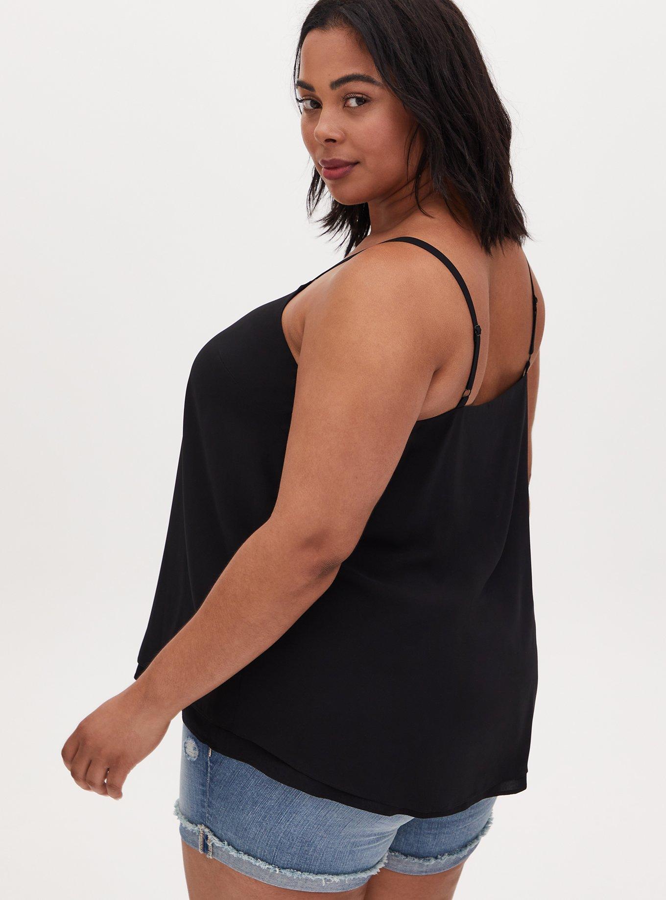 Plus Size - Black Chiffon Double Layer Cami - Torrid