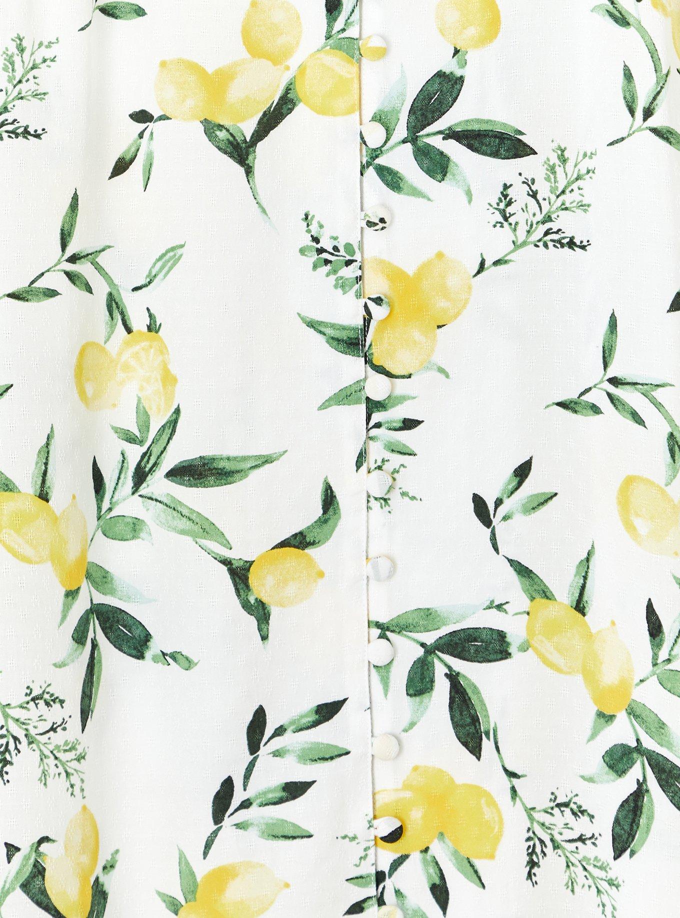Plus Size - Harper - White Lemon Print Button Front Blouse - Torrid