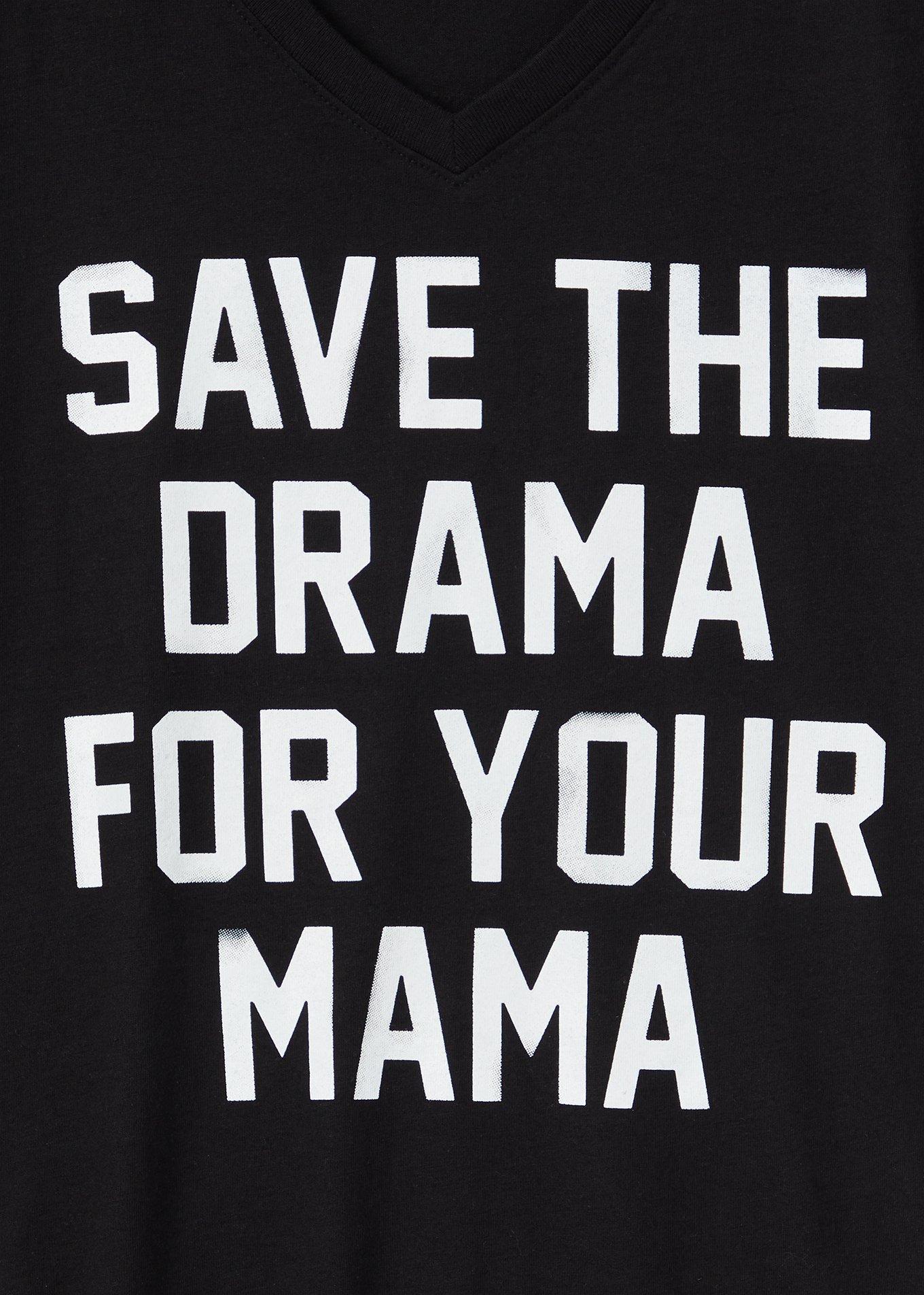 Plus Size - Save The Drama For Your Mama Black V-Neck Tee - Torrid