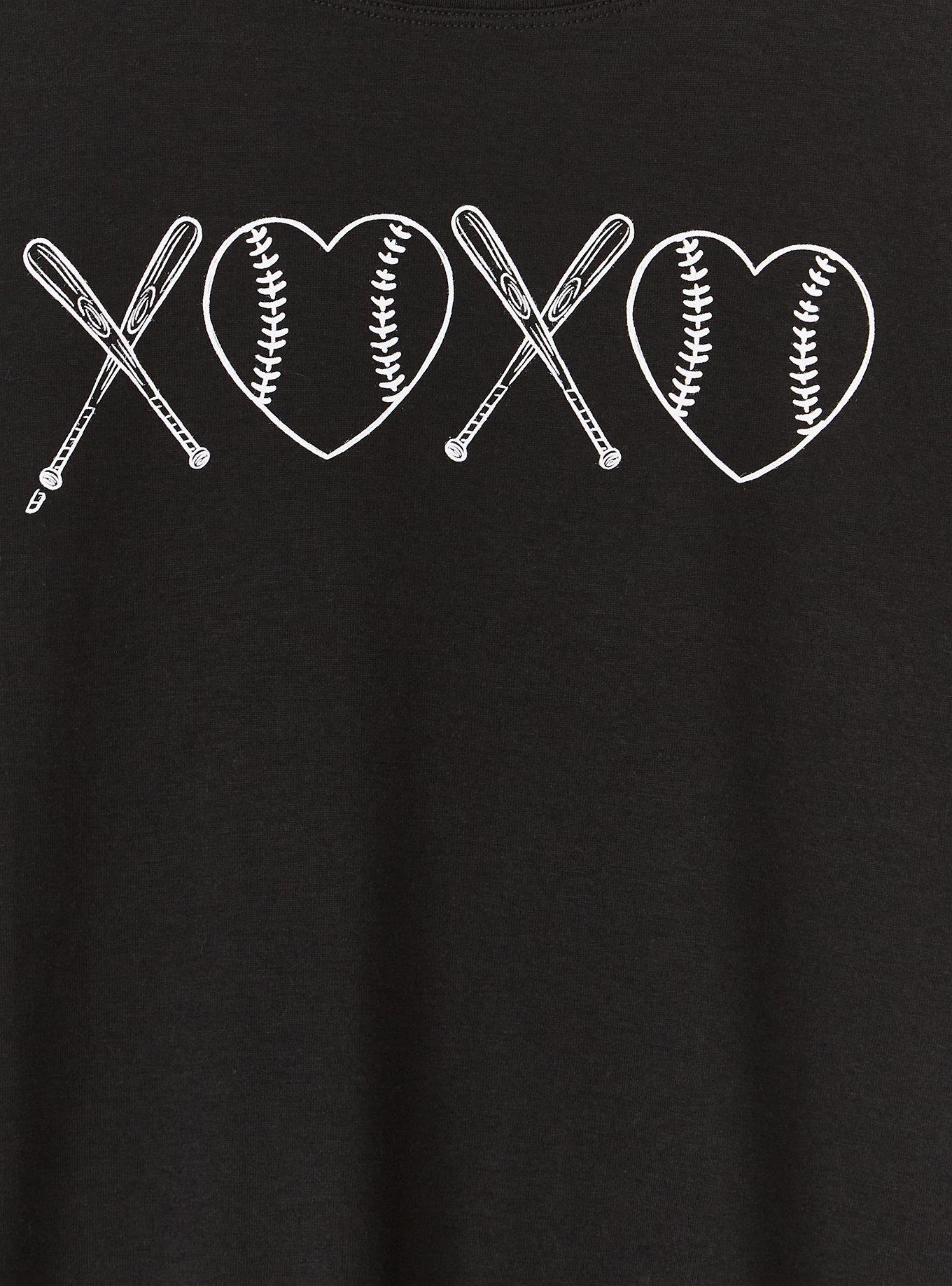 Plus Size - XOXO Baseball Black Crew Tee - Torrid