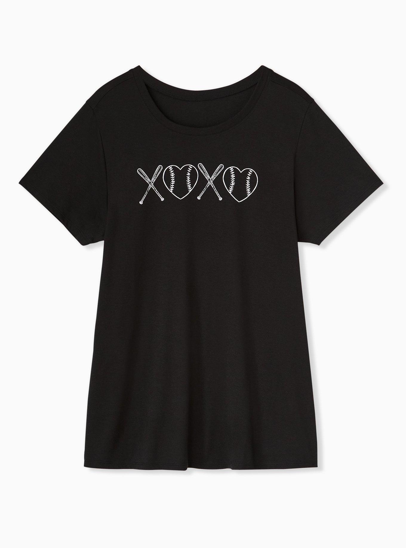 Plus Size - XOXO Baseball Black Crew Tee - Torrid
