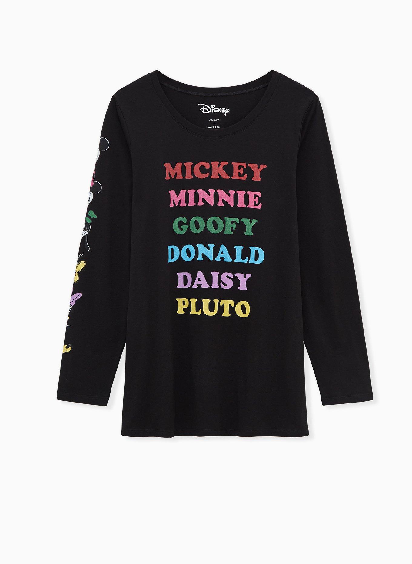 Plus Size - Disney Mickey Mouse & Friends Black Long Sleeve Crew Top ...