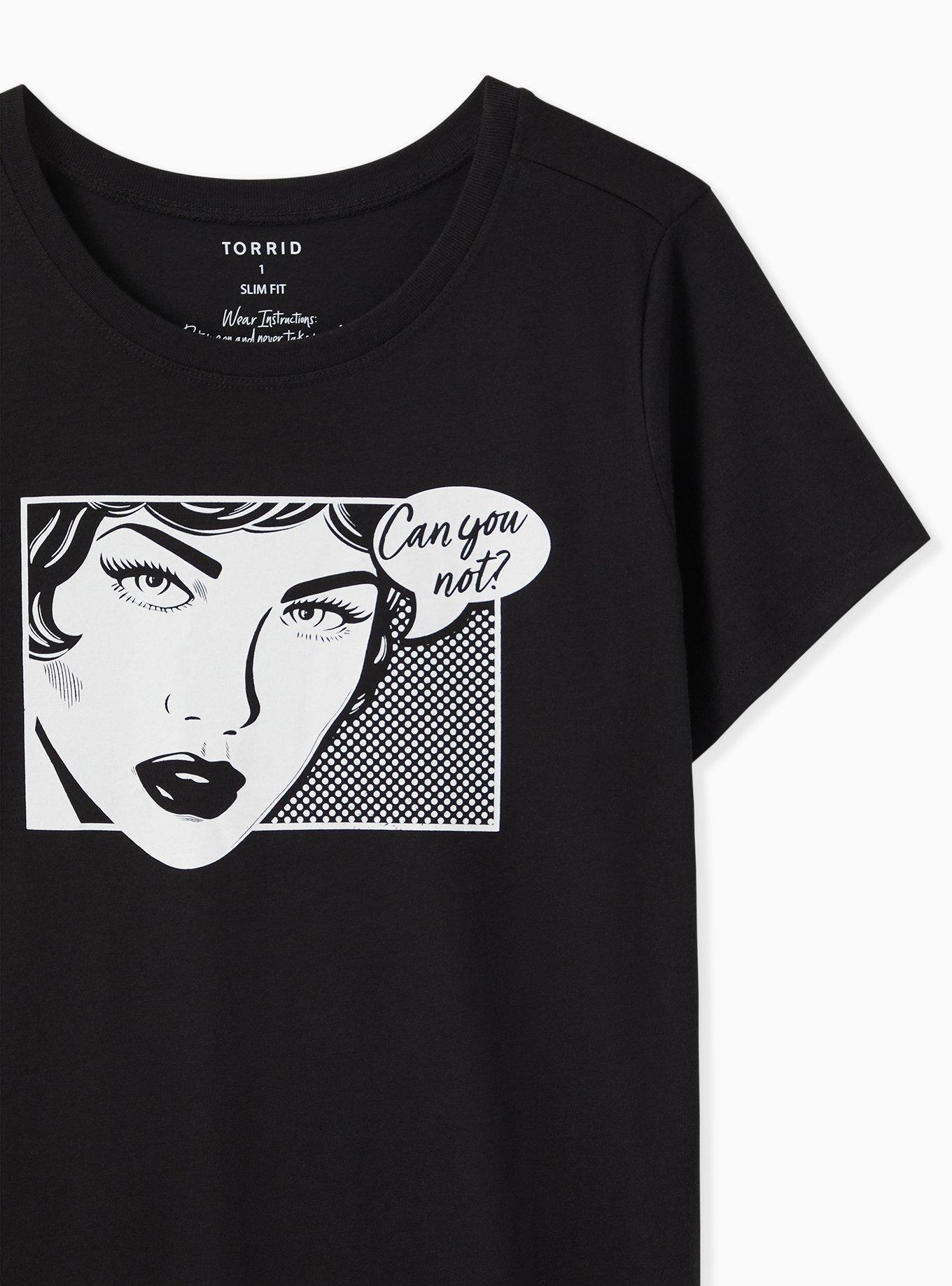 Plus Size - Can You Not Comic Slim Fit Crew Tee - Black - Torrid