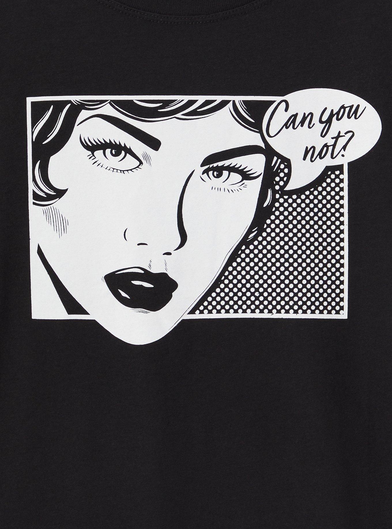 Plus Size - Can You Not Comic Slim Fit Crew Tee - Black - Torrid