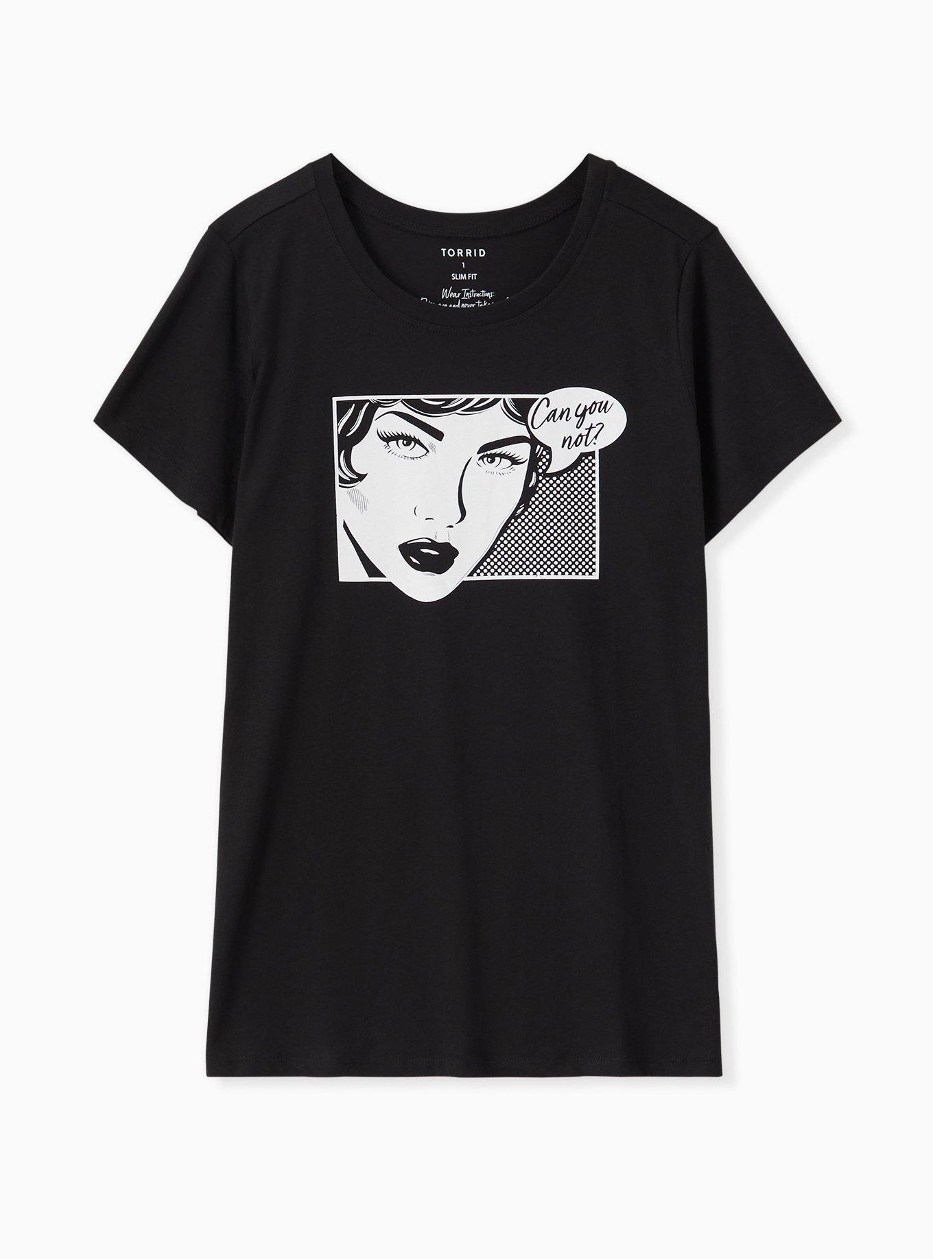 Plus Size - Can You Not Comic Slim Fit Crew Tee - Black - Torrid
