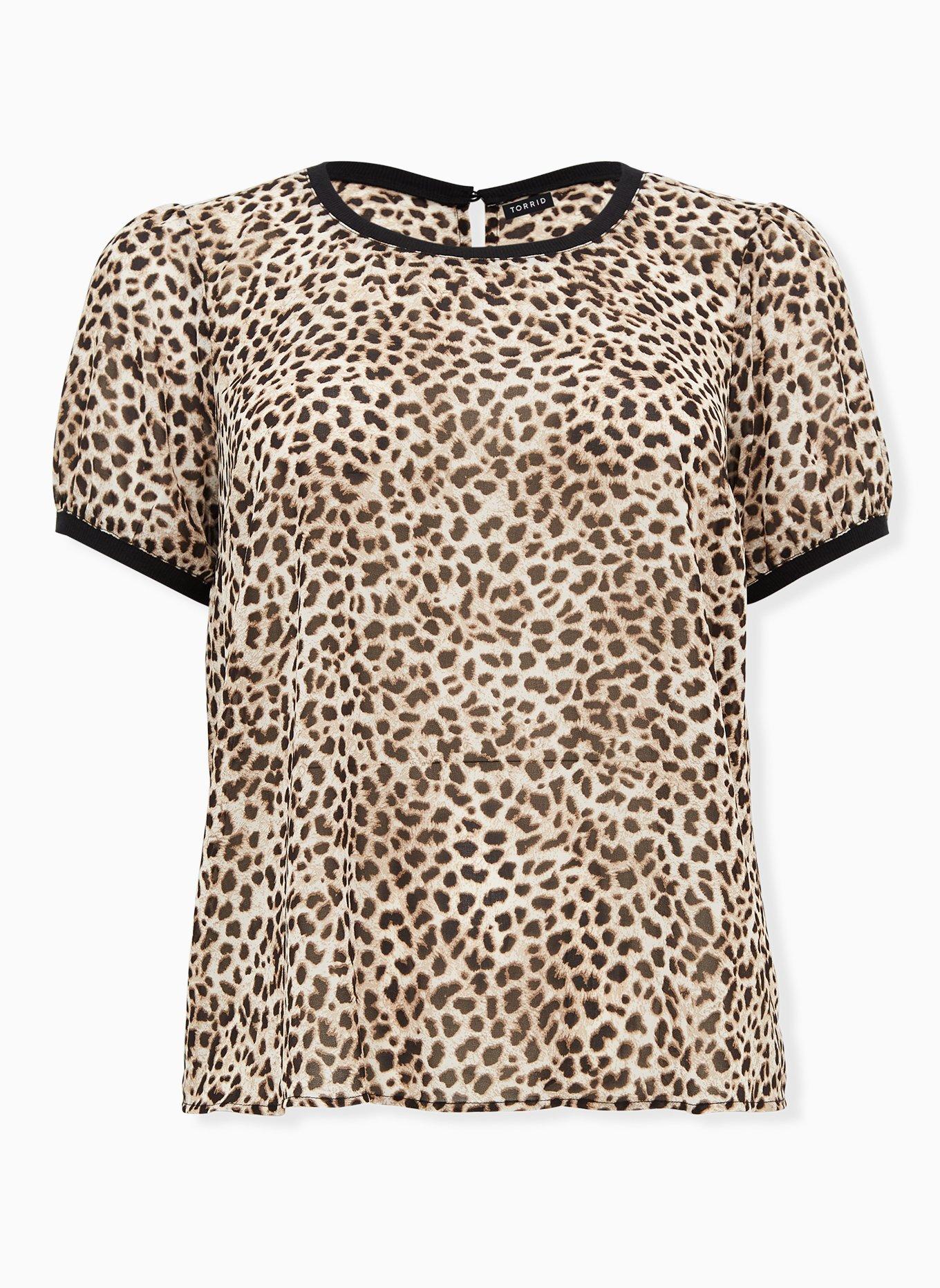 Plus Size - Leopard Chiffon Puff Sleeve Top - Torrid