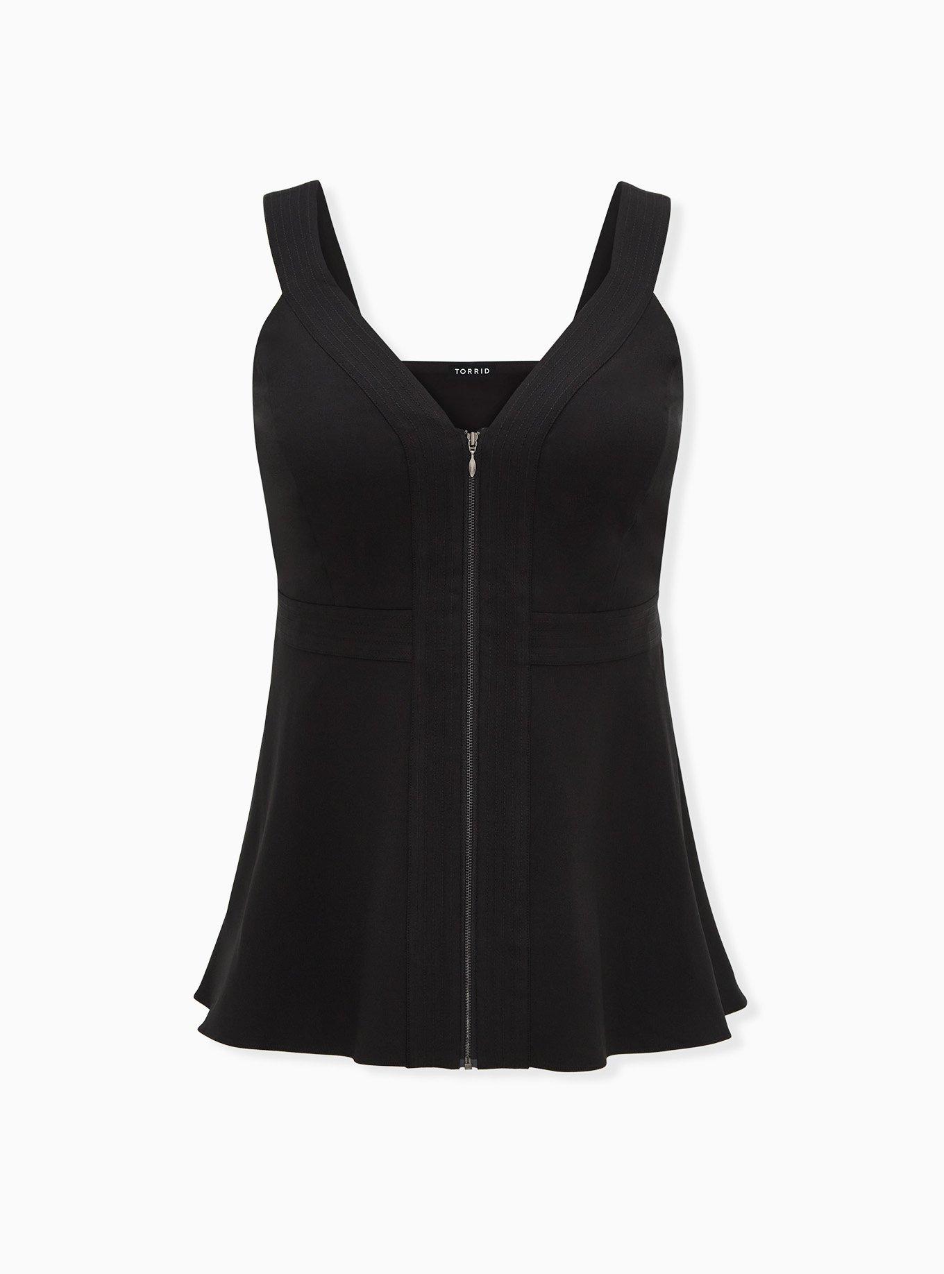 Plus Size - Peplum Crepe Zip-Front Top - Torrid