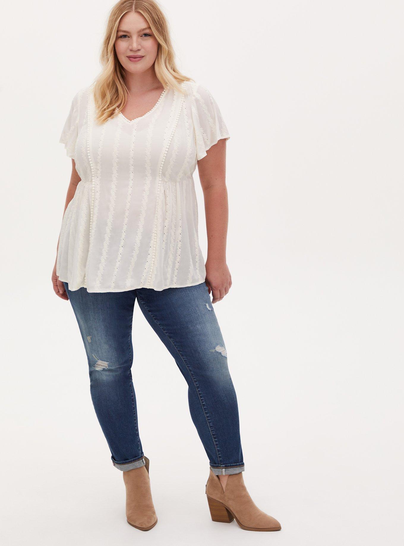 Plus Size - Ivory Eyelet Embroidered Blouse - Torrid