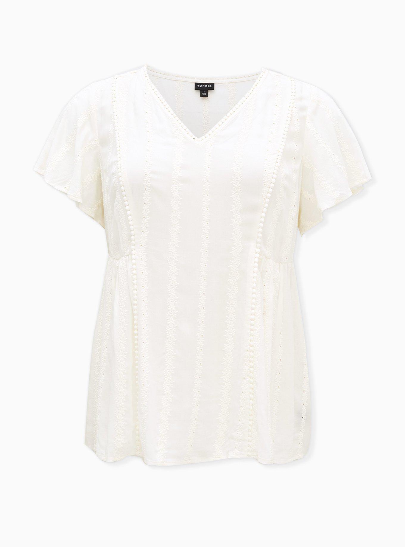 Plus Size - Ivory Eyelet Embroidered Blouse - Torrid
