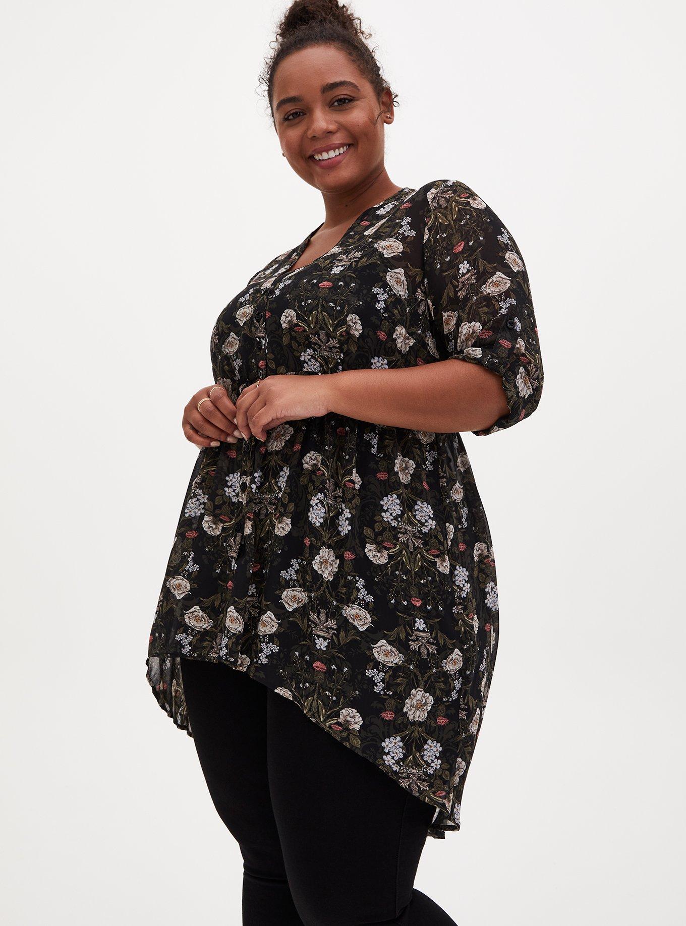Plus Size - Outlander Lexie Floral Chiffon Hi-Lo Babydoll Tunic - Torrid